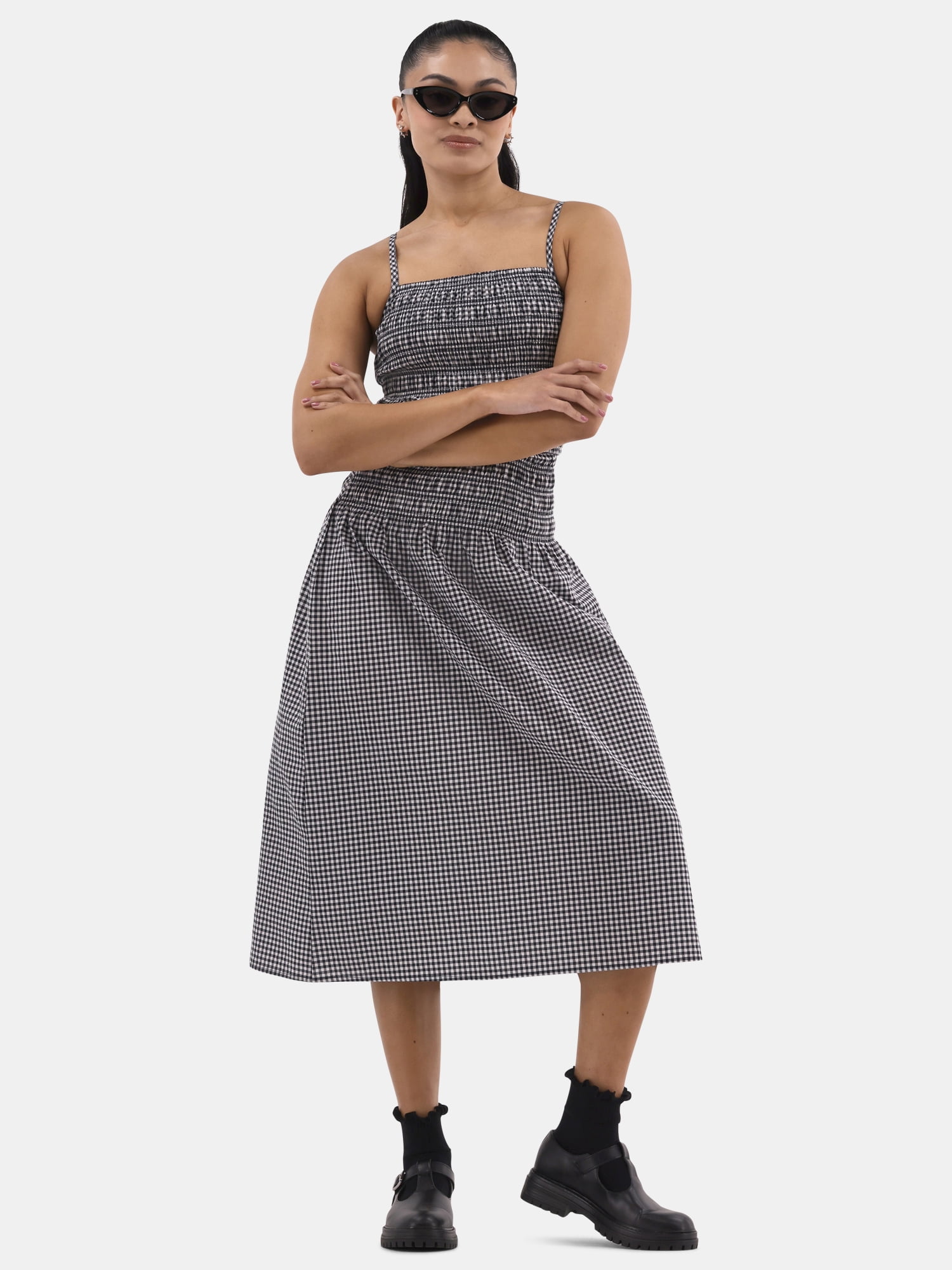 No Boundaries Smocked Cami Top and Maxi Skirt Set, 2-Piece, Women's ...