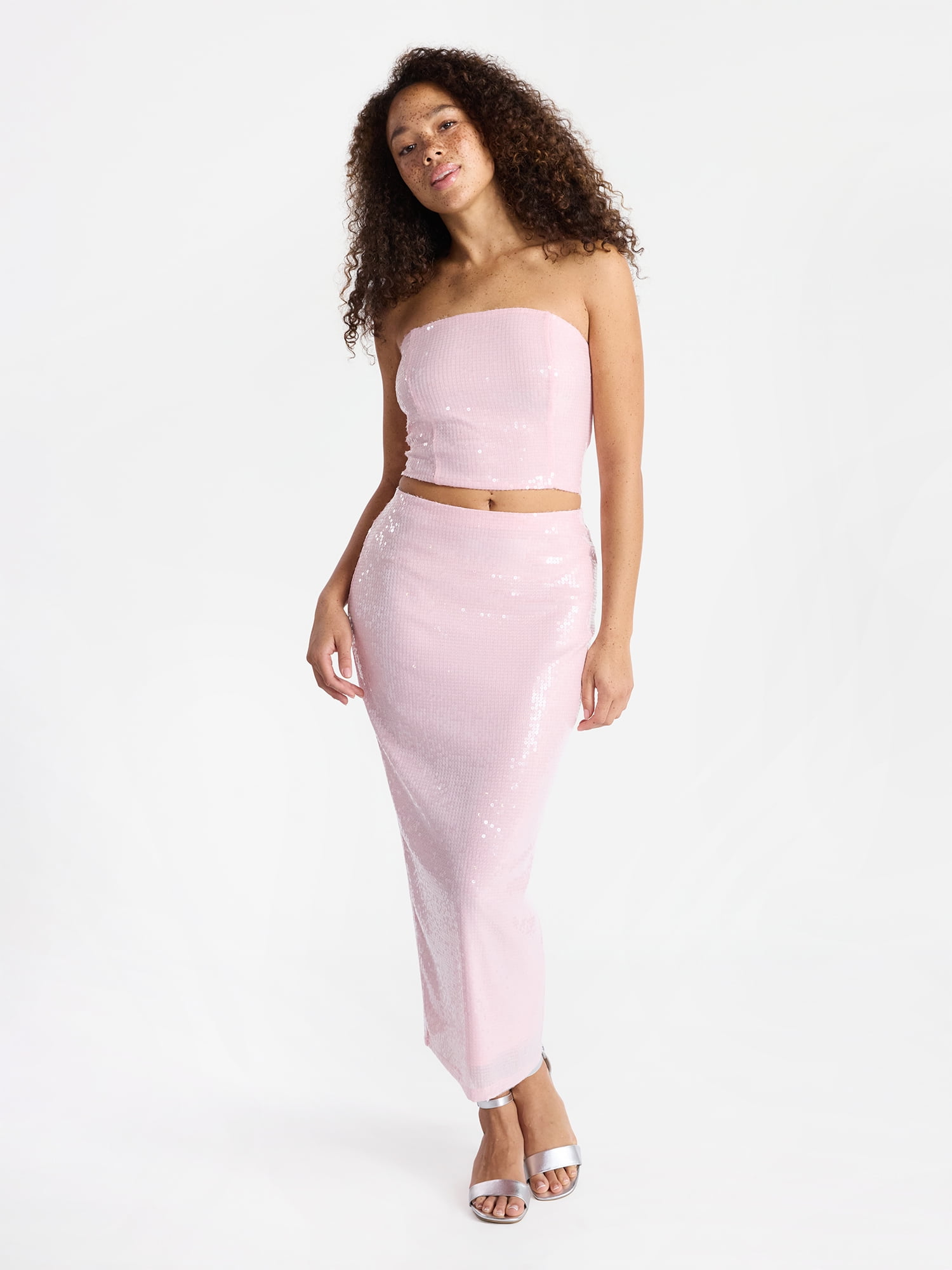 No Boundaries Sequin Strapless Tube Top and Maxi Skirt Set, 2-Piece ...