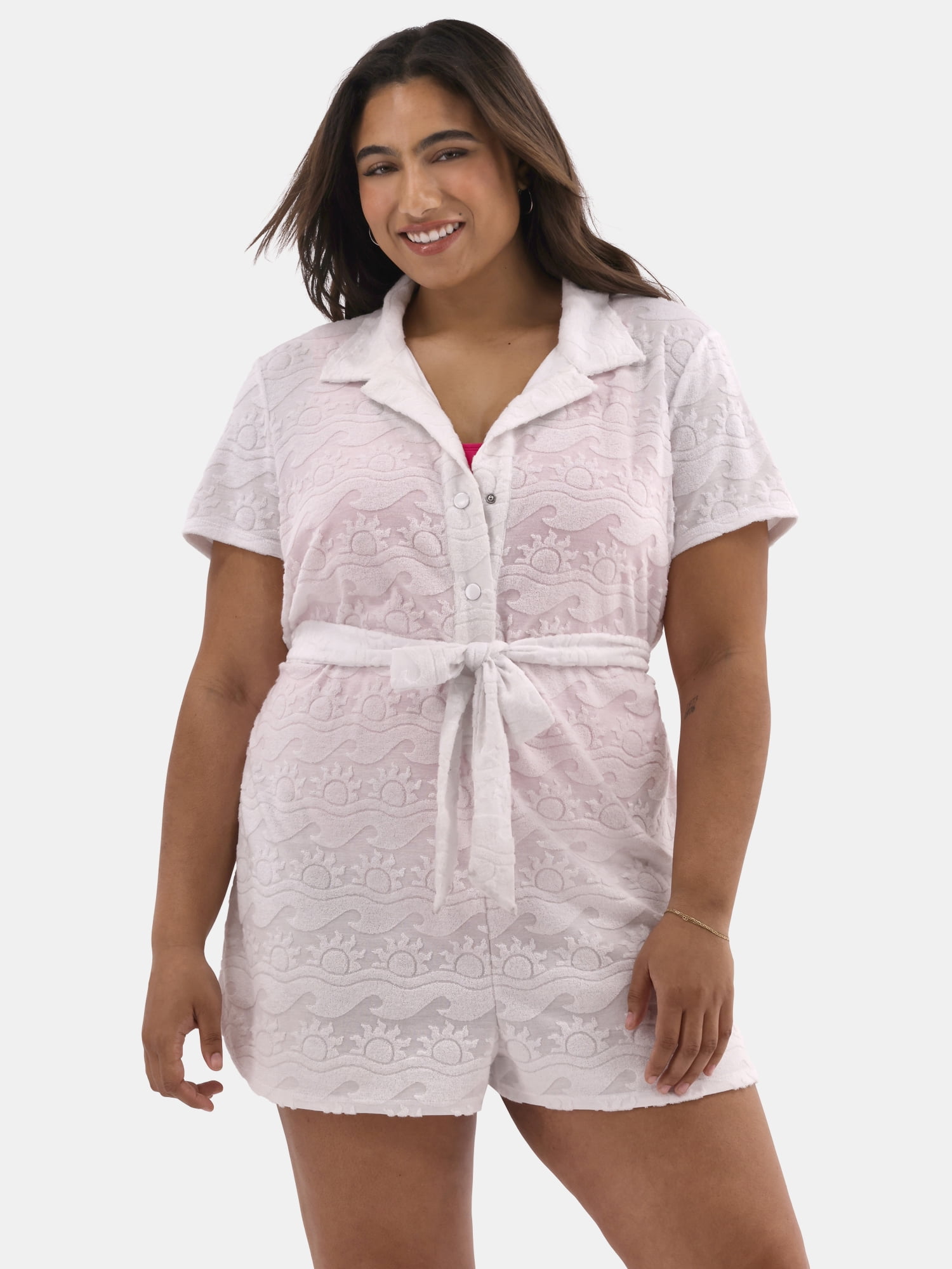 No Boundaries Terry Loop Coverup Romper, Women's - Walmart.com
