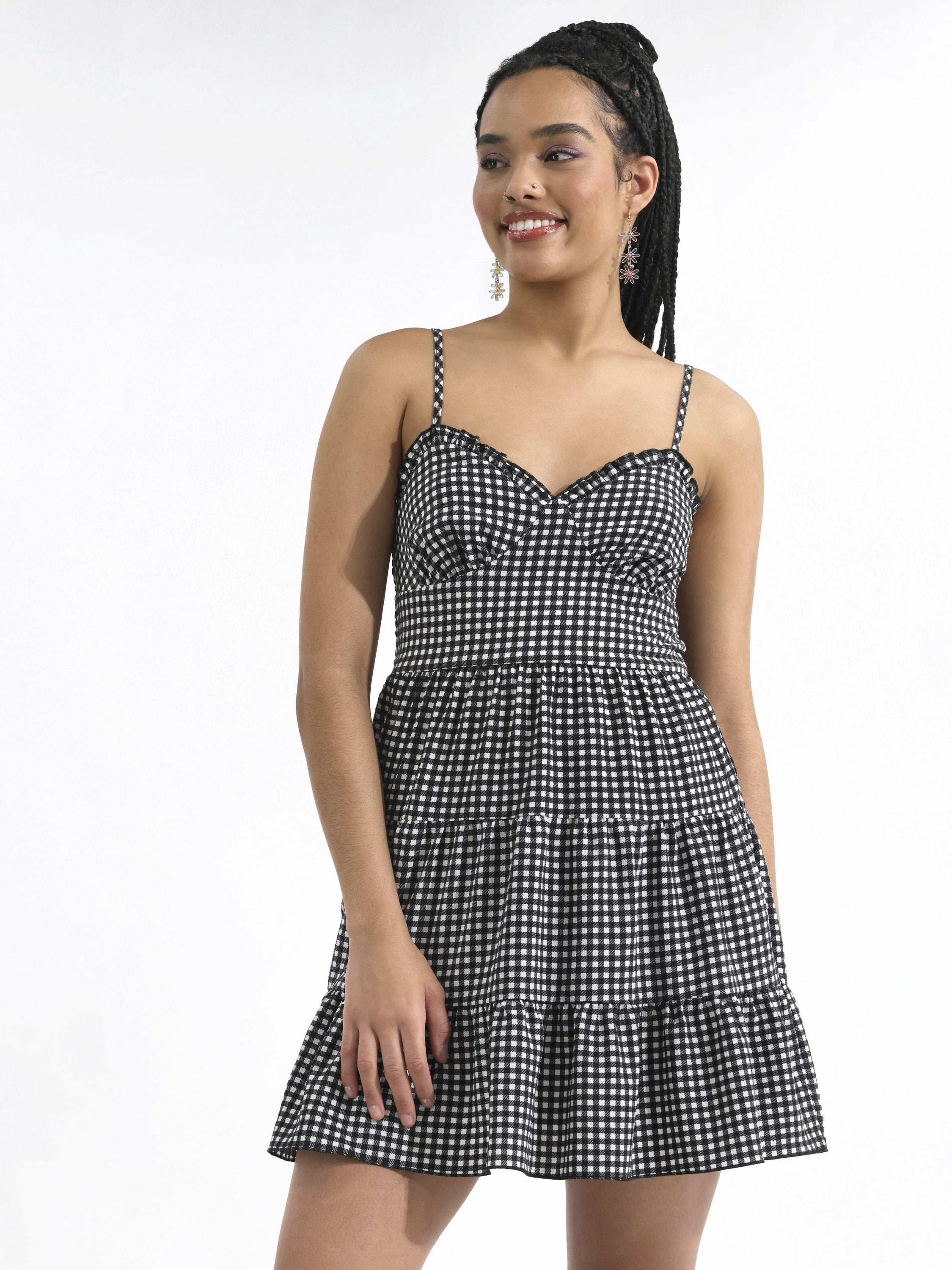 No Boundaries Tiered Bustier Mini Dress, Women's - Walmart.com