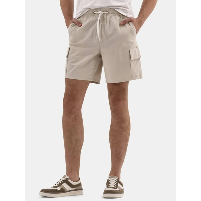 No Boundaries Twill Cargo Shorts, 7" Inseam, Men's & Big Men's, Sizes ...