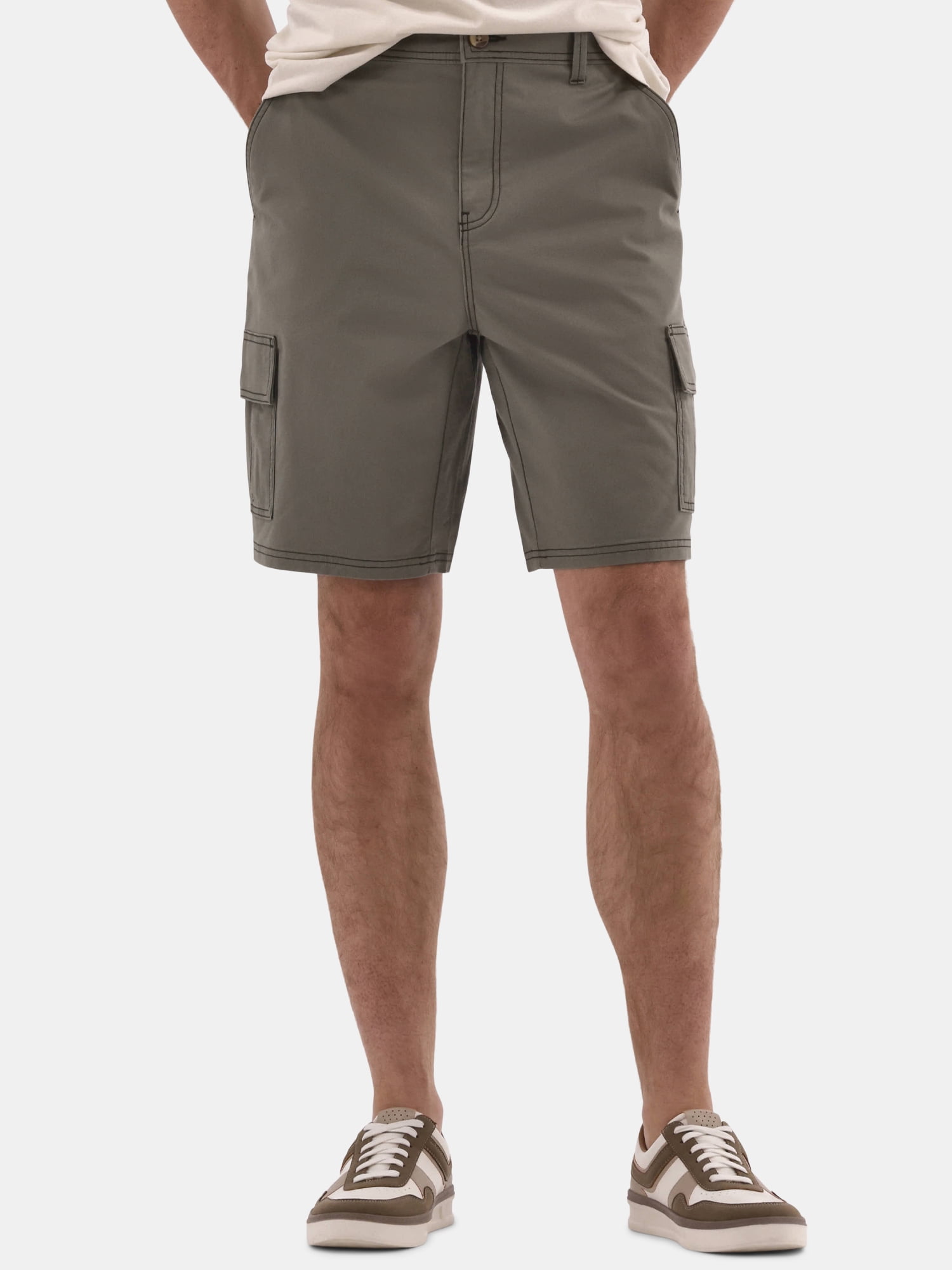 No Boundaries Twill Long Cargo Shorts, 9" Inseam, Men's & Big Men's ...