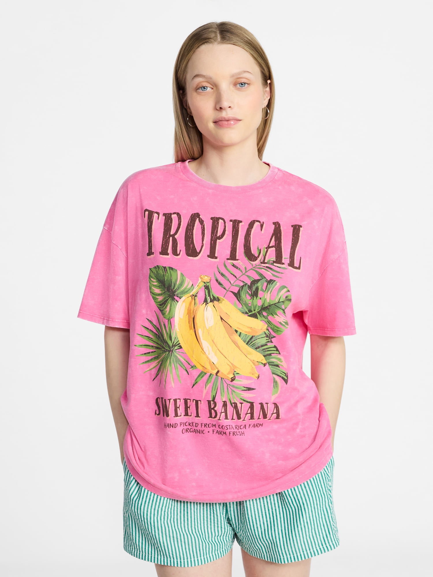 No Boundaries Graphic Oversized Boyfriend Tee, Women's XXS-XXL ...