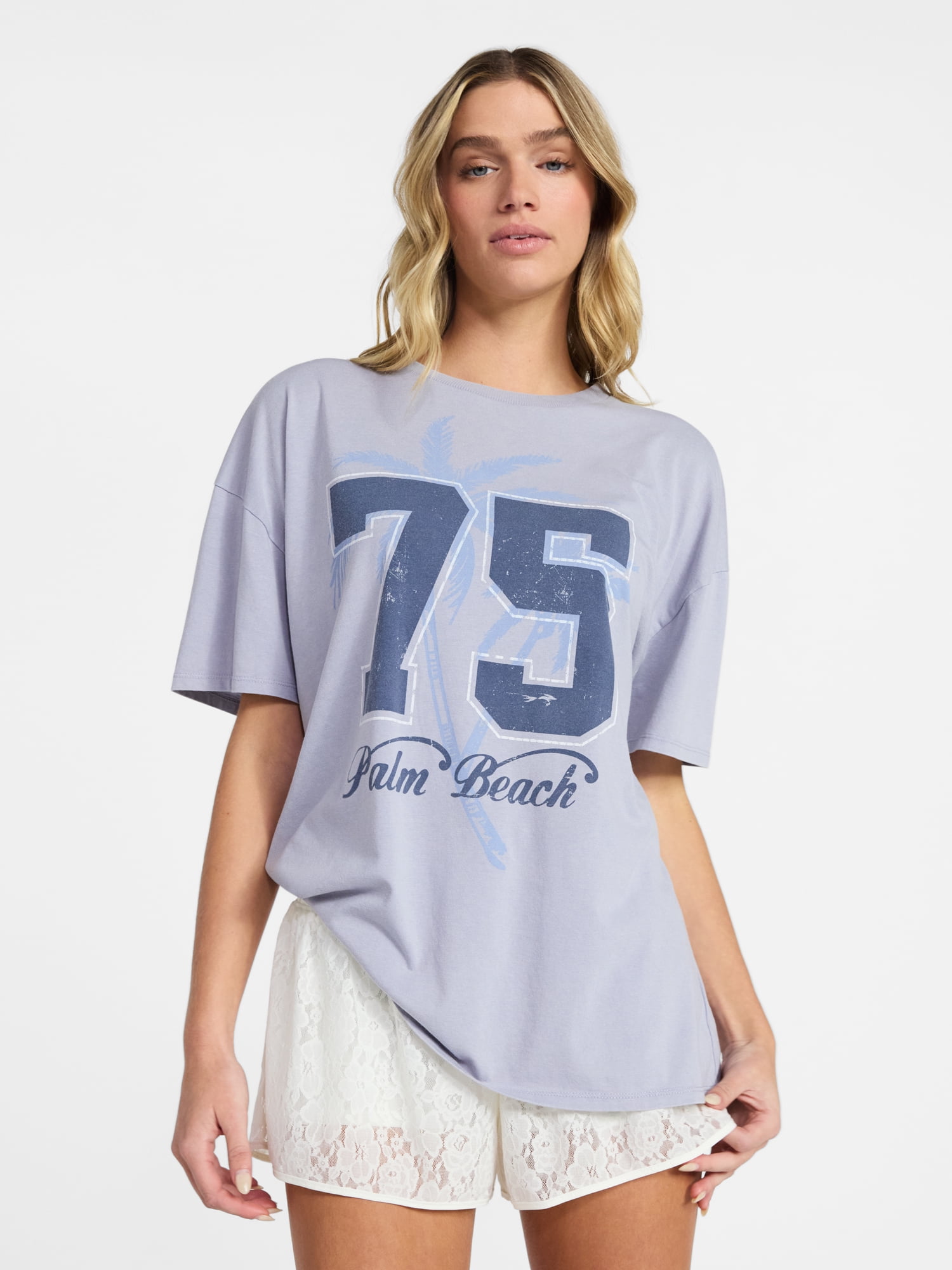 No Boundaries Washed Graphic Boyfriend Tee, Women's XXS-XXL - Walmart.com