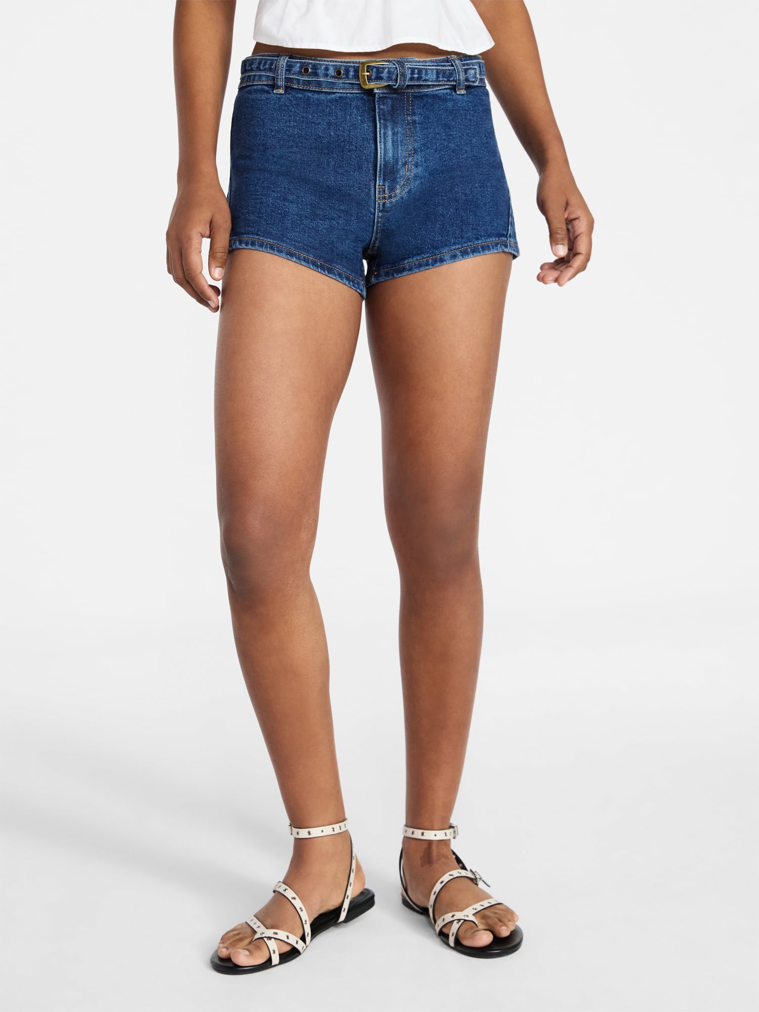 No Boundaries Western Belted Shortie Shorts, 2.5" Inseam, Women's 00-18 ...