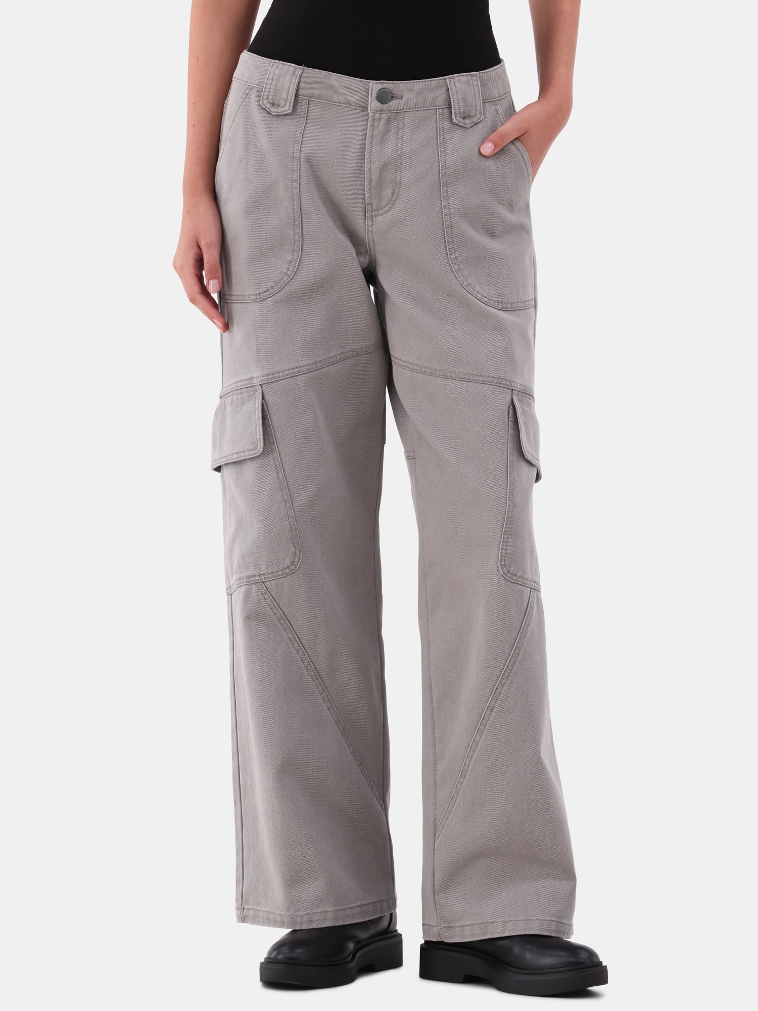 No Boundaries Wide Leg Cargo Pants - High Rise Fit - Walmart.com