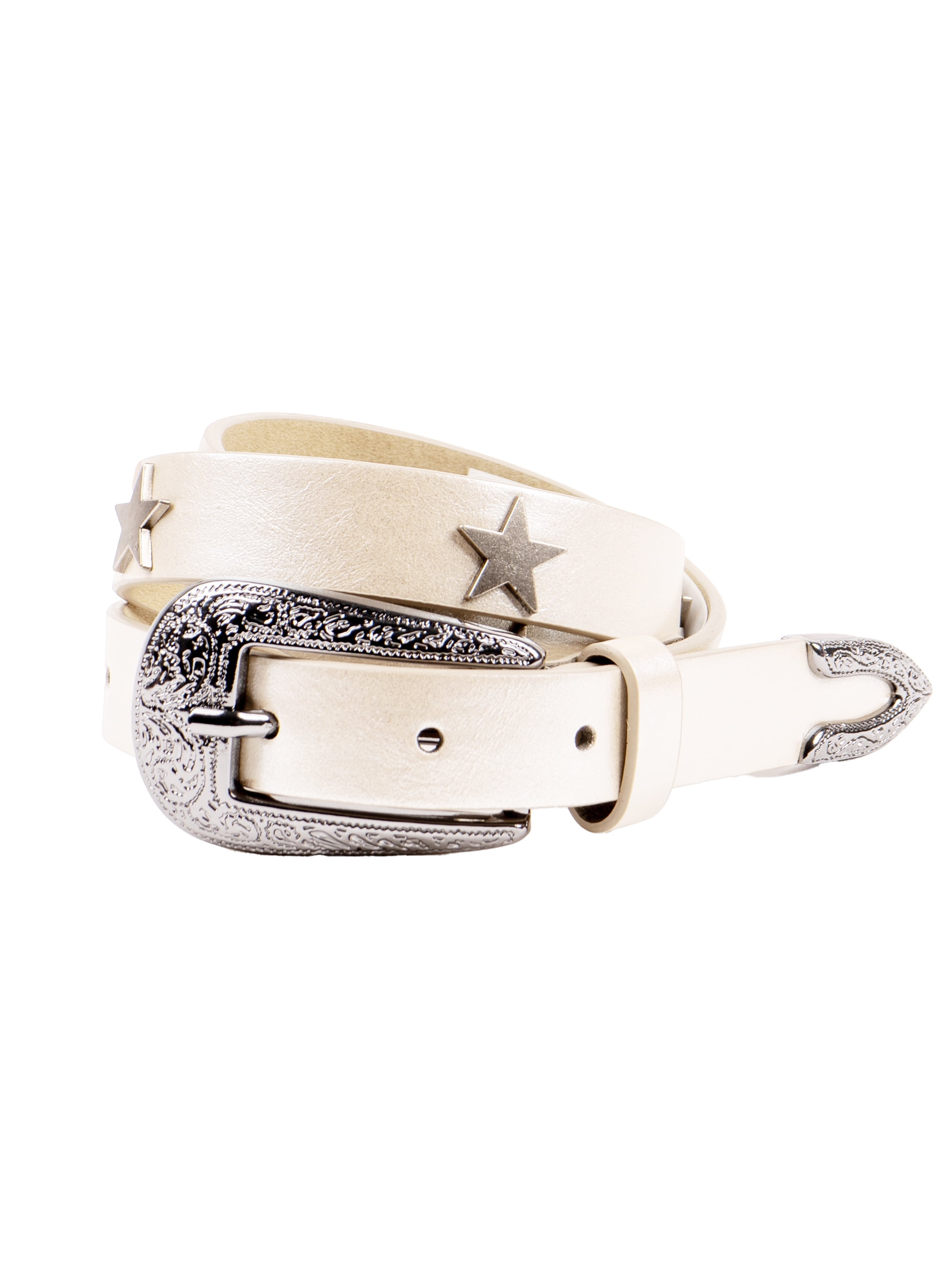 No Boundaries Women's 2PC Western Buckle Stars Belt Ivory with ...
