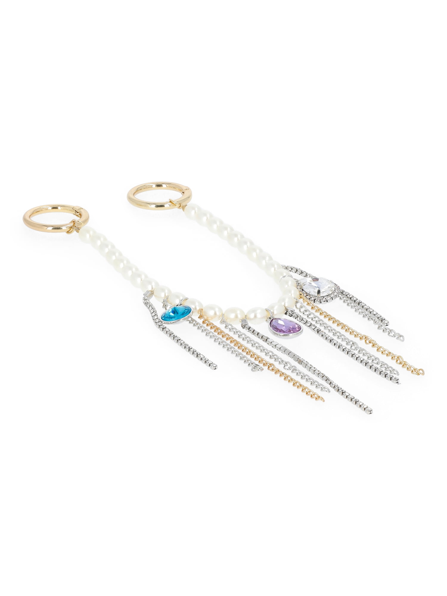 No Boundaries Women's Pearlescent Bead Swag Chain Bag Charm, Multi ...