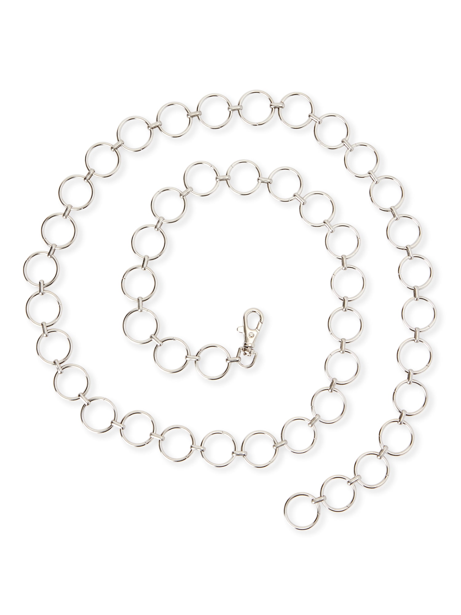 No Boundaries Women's Circle Ring Chain Belt Silver, 1-inch Wide ...