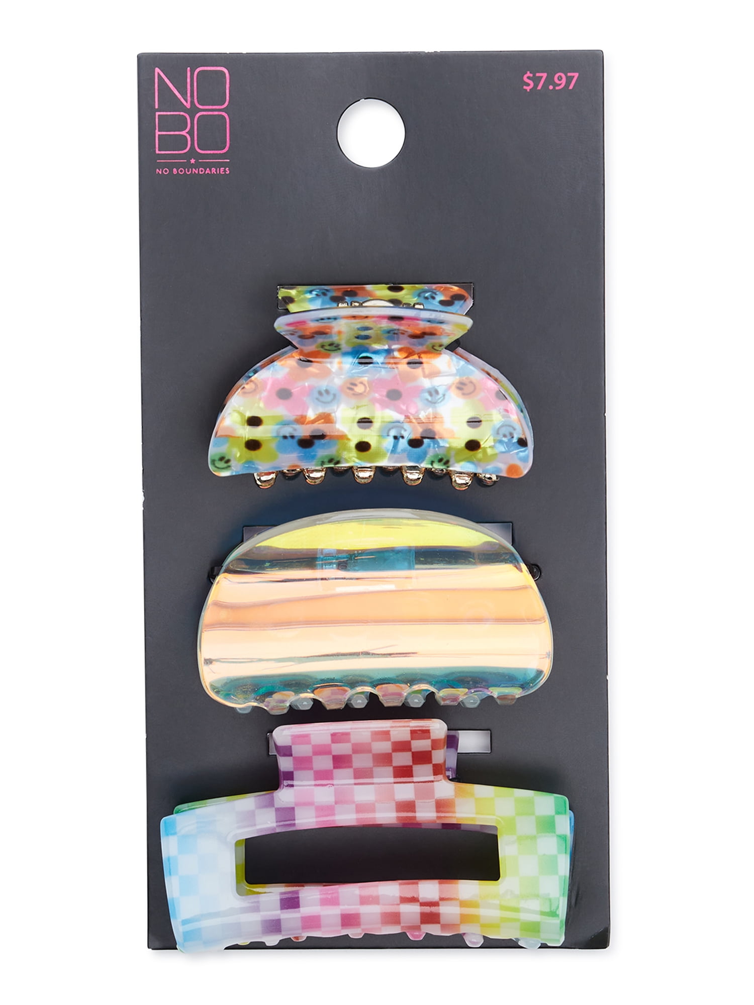 No Boundaries women's Claw Hair Clips - 3-Pack Rainbow - Walmart.com