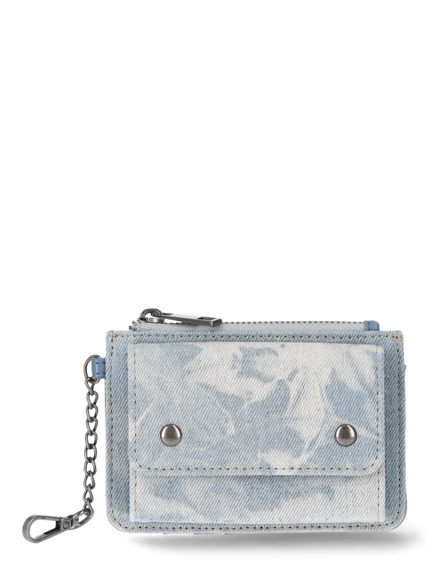No Boundaries Women's Denim Blue Coin Holder Wallet with Zipper and ...