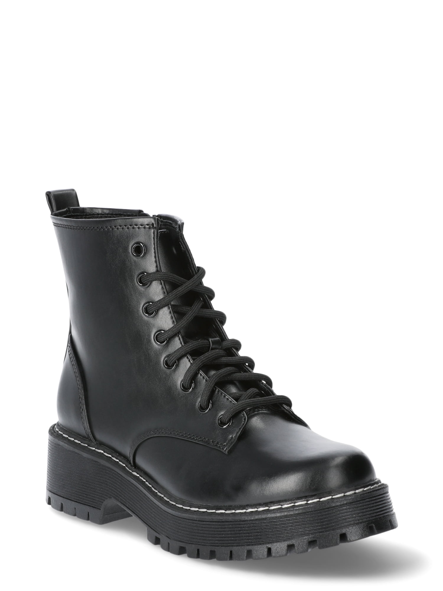 No Boundaries Women's Combat Boots, Wide Width Available - Walmart.com