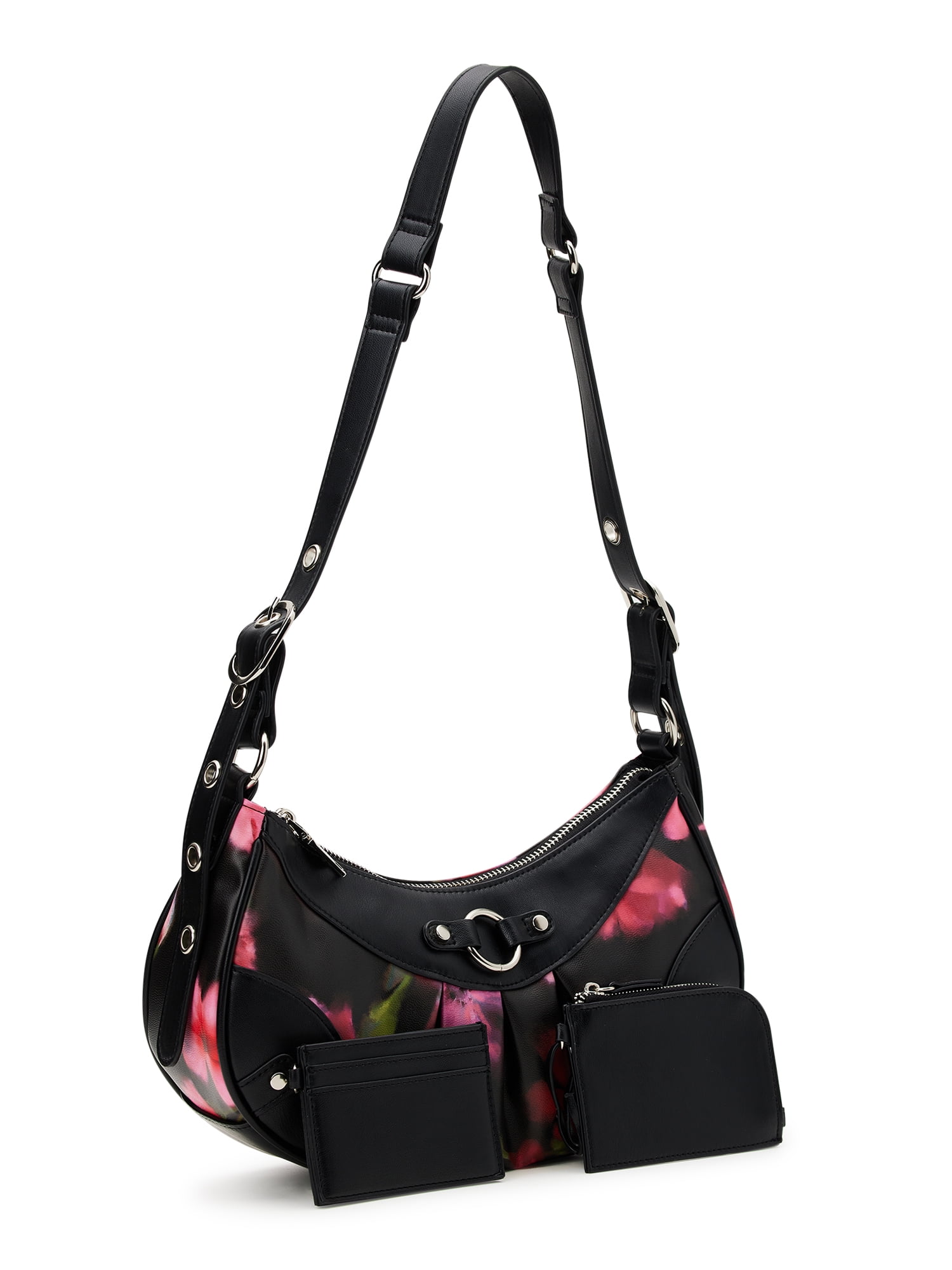 No Boundaries Women's Contemporary Hobo Handbag, Blurred Floral ...