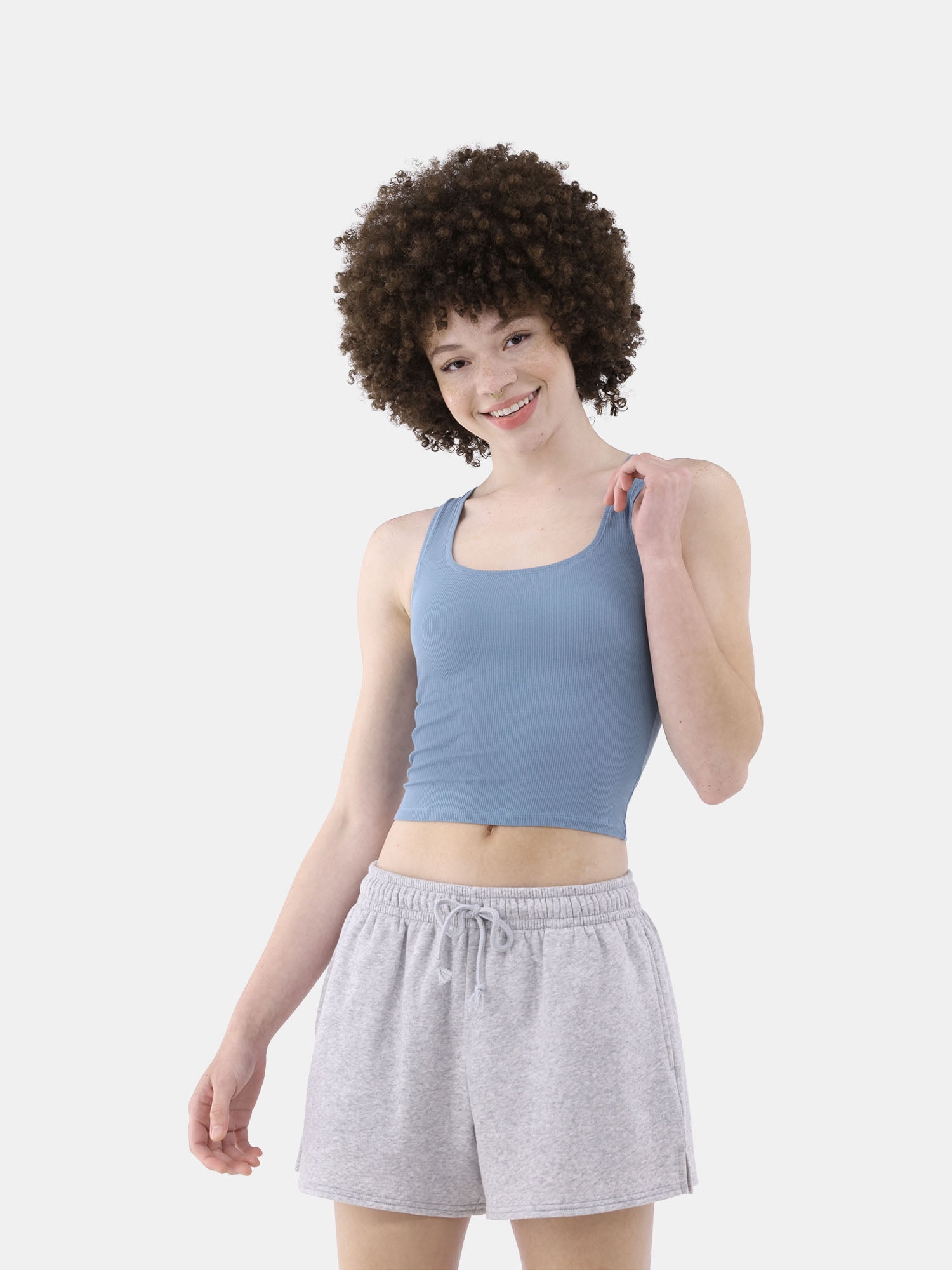 No Boundaries Women's Cotton Ribbed Cropped Tank Top, Sizes XS - 3XL ...