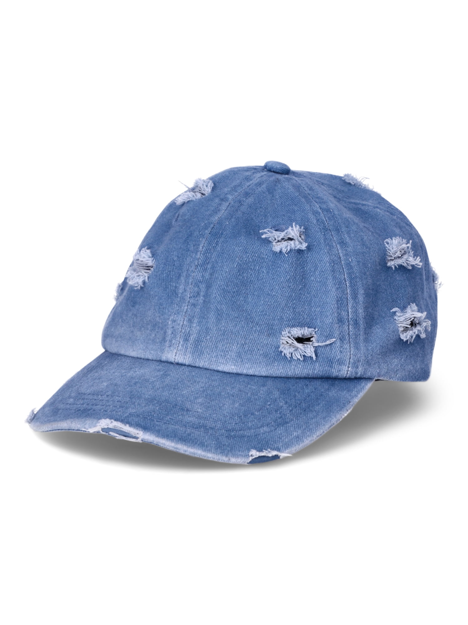 No Boundaries Women's Distress Baseball Hat, Blue - Walmart.com
