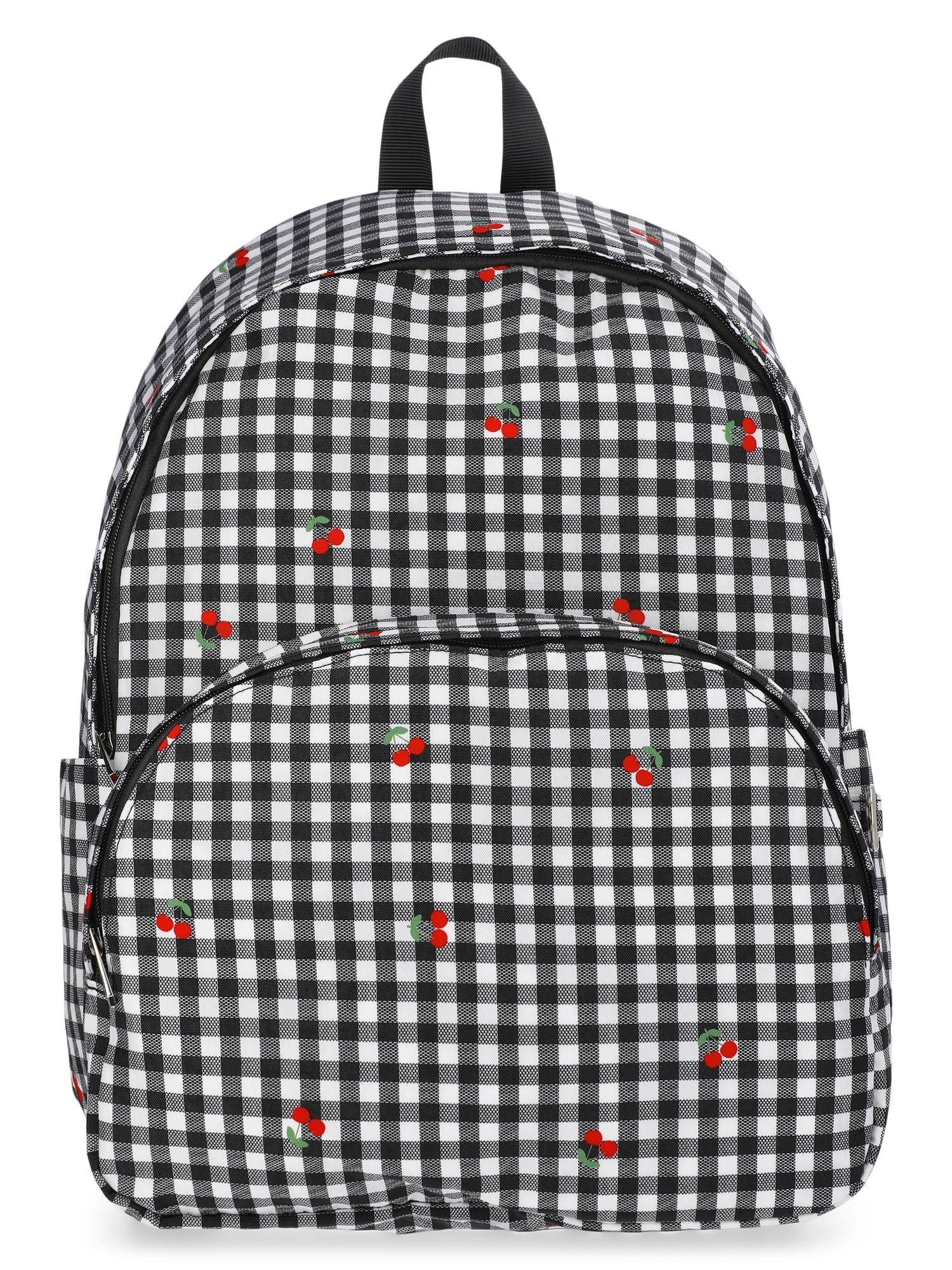 No Boundaries Women's 17" Dome Backpack, Black Gingham with Cherries ...