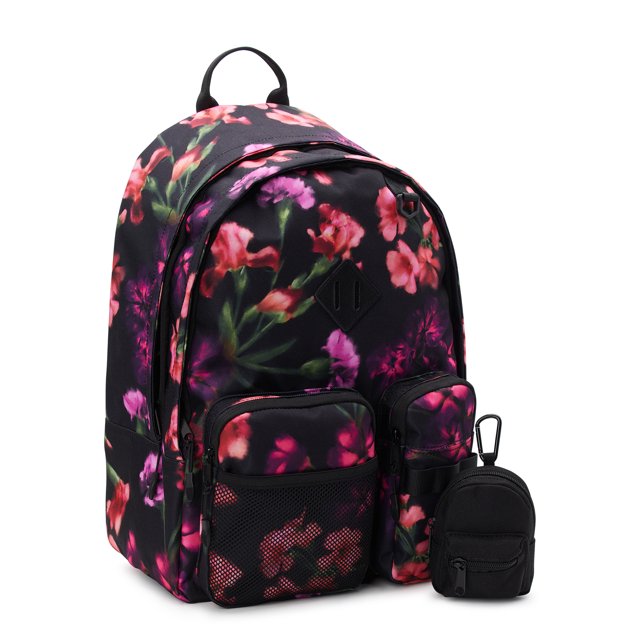 No Boundaries Women's Dome Multi Pocket 17" Backpack, Wine Blurred ...