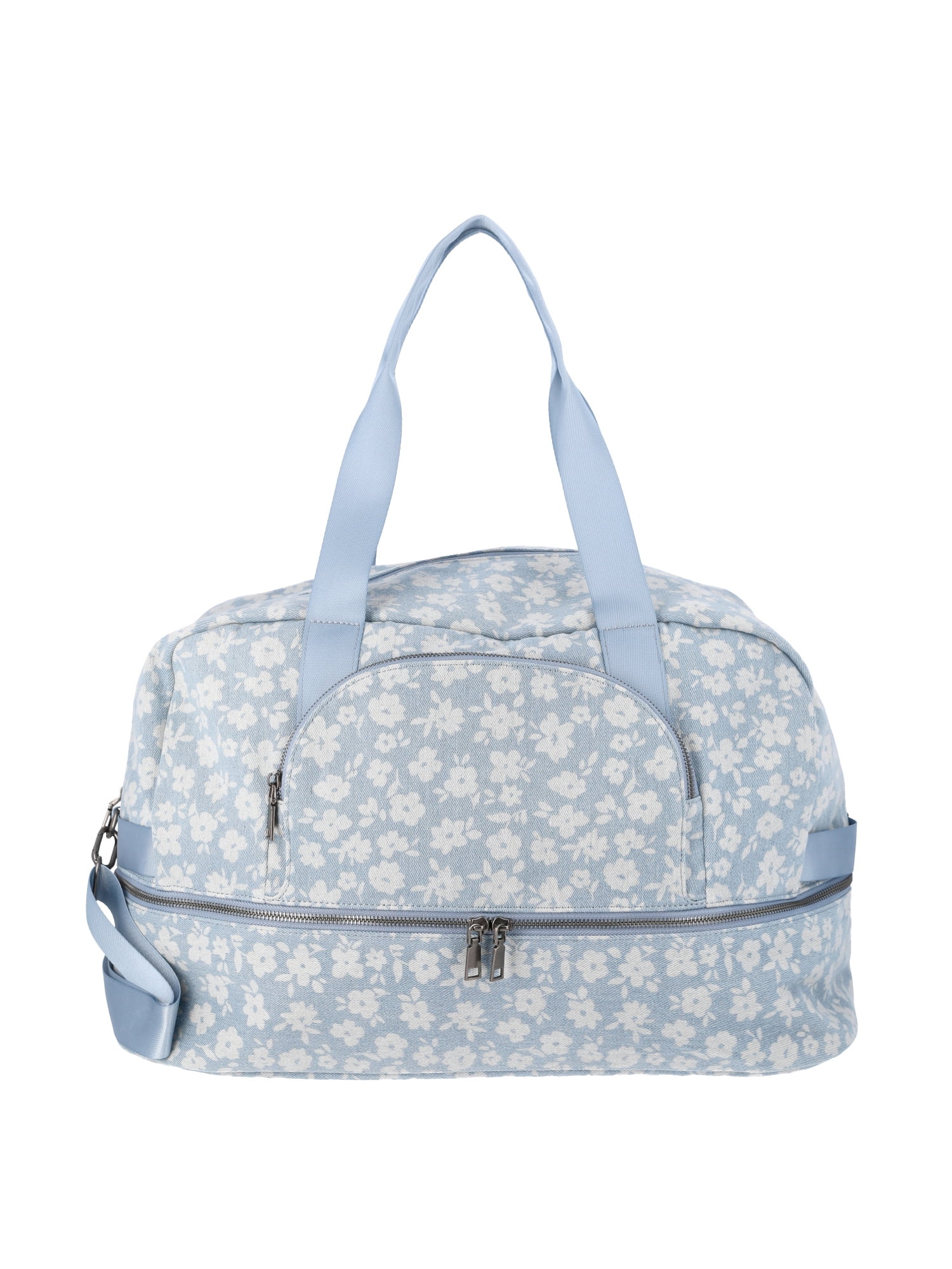 No Boundaries Floral Denim Dome Weekender Bag with Spacious ...