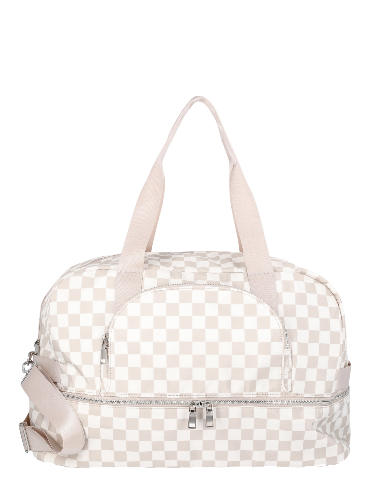 No Boundaries Women's Dome Weekender Bag, Tan Checker, Spacious Travel ...
