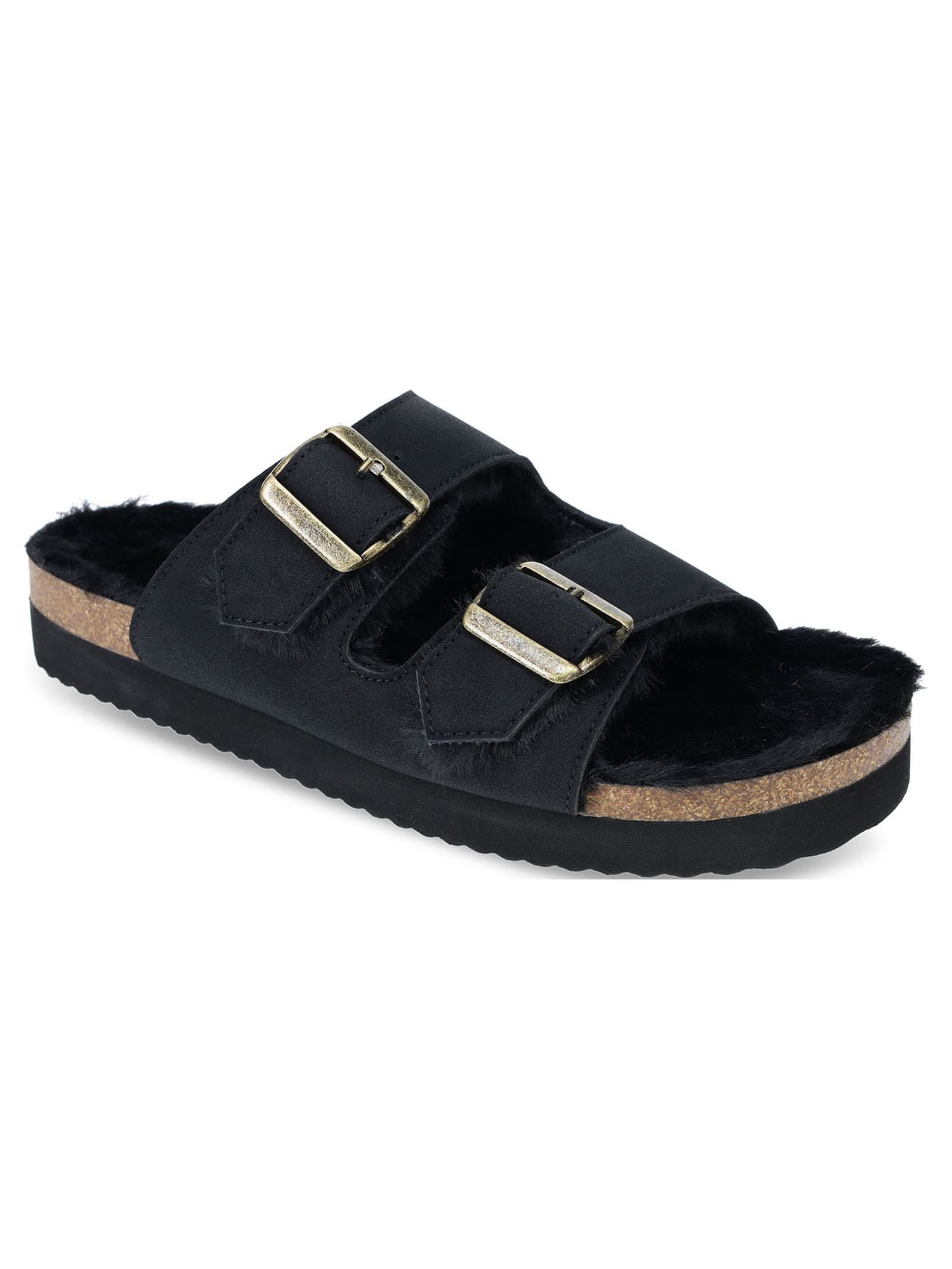 No Boundaries Women's Double Buckle Slipper - Walmart.com
