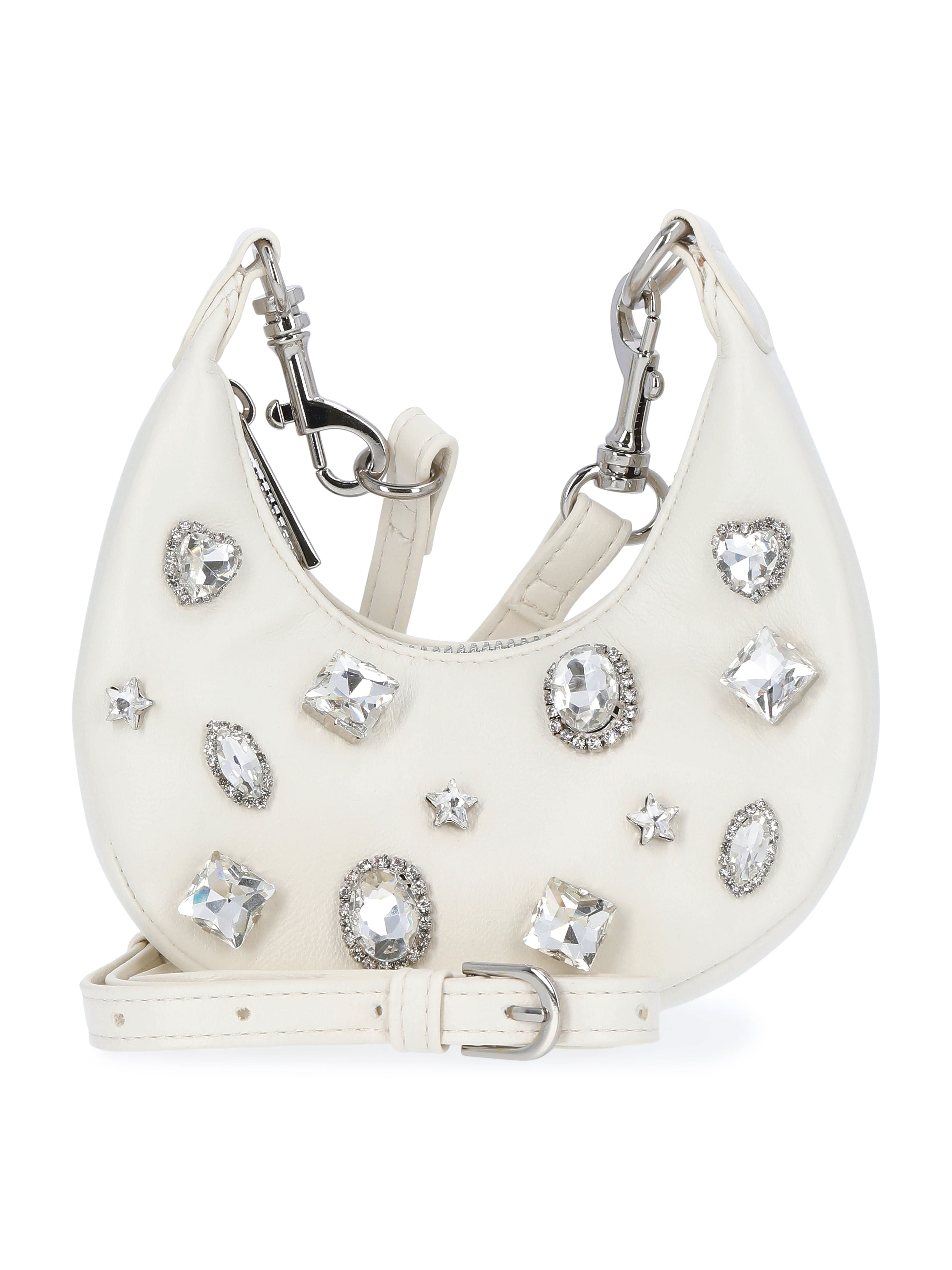 No Boundaries Rhinestone Studded Faux Leather Mini Crescent Bag, Women ...