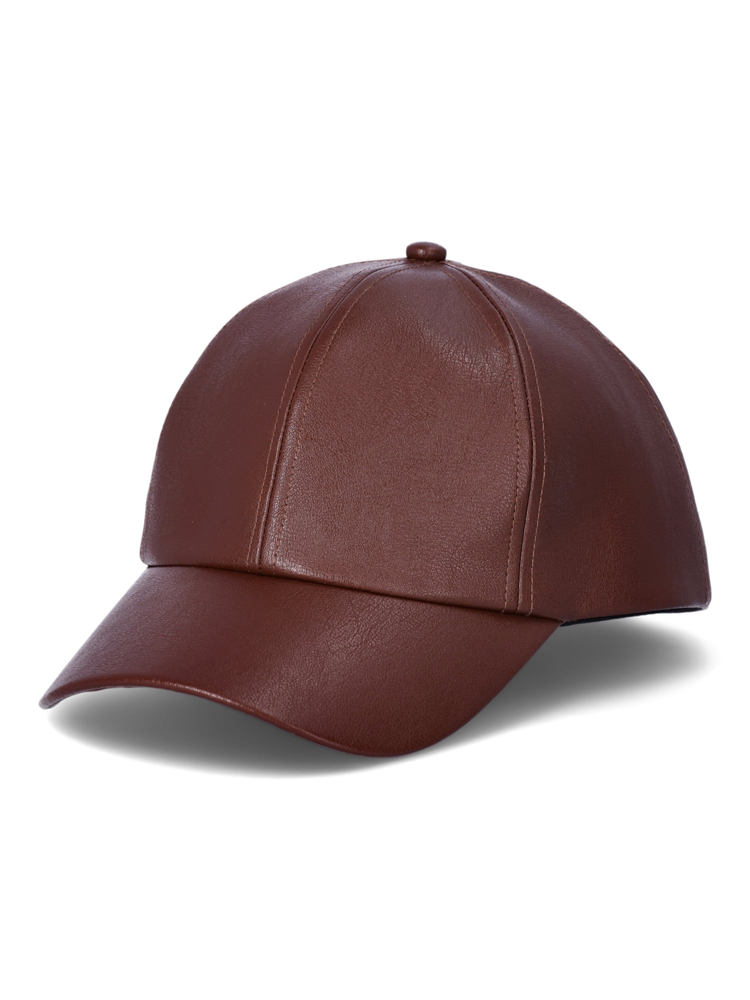 No Boundaries Women's Faux Leather Baseball Hat, Brown - Walmart.com