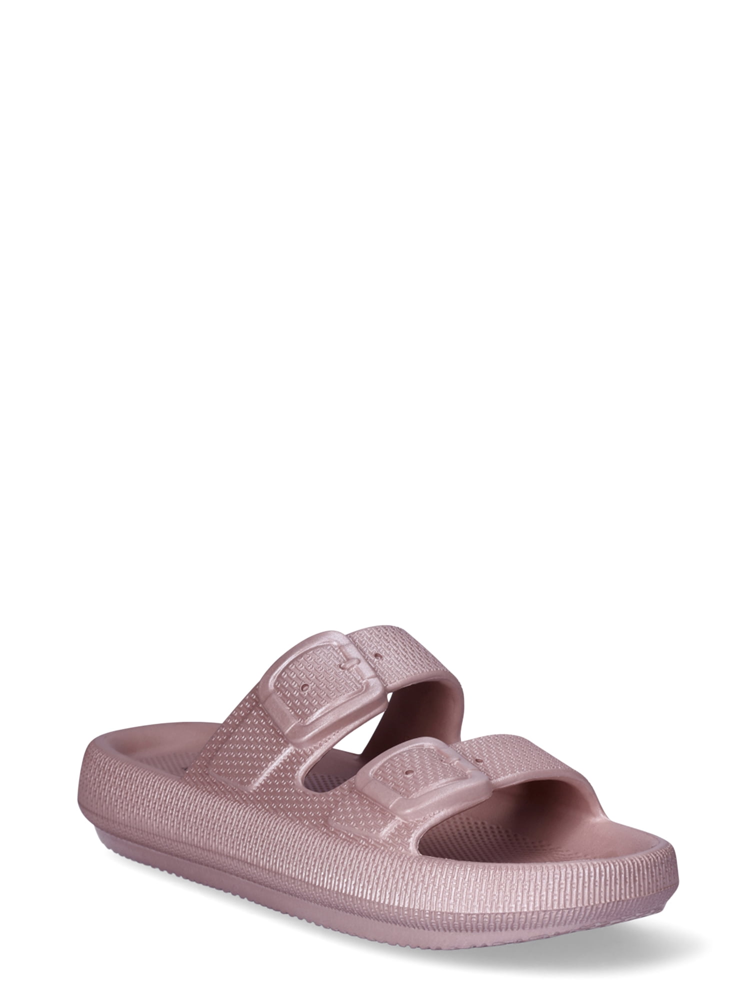 No Boundaries Women's Double Buckle Comfort Slides - Walmart.com