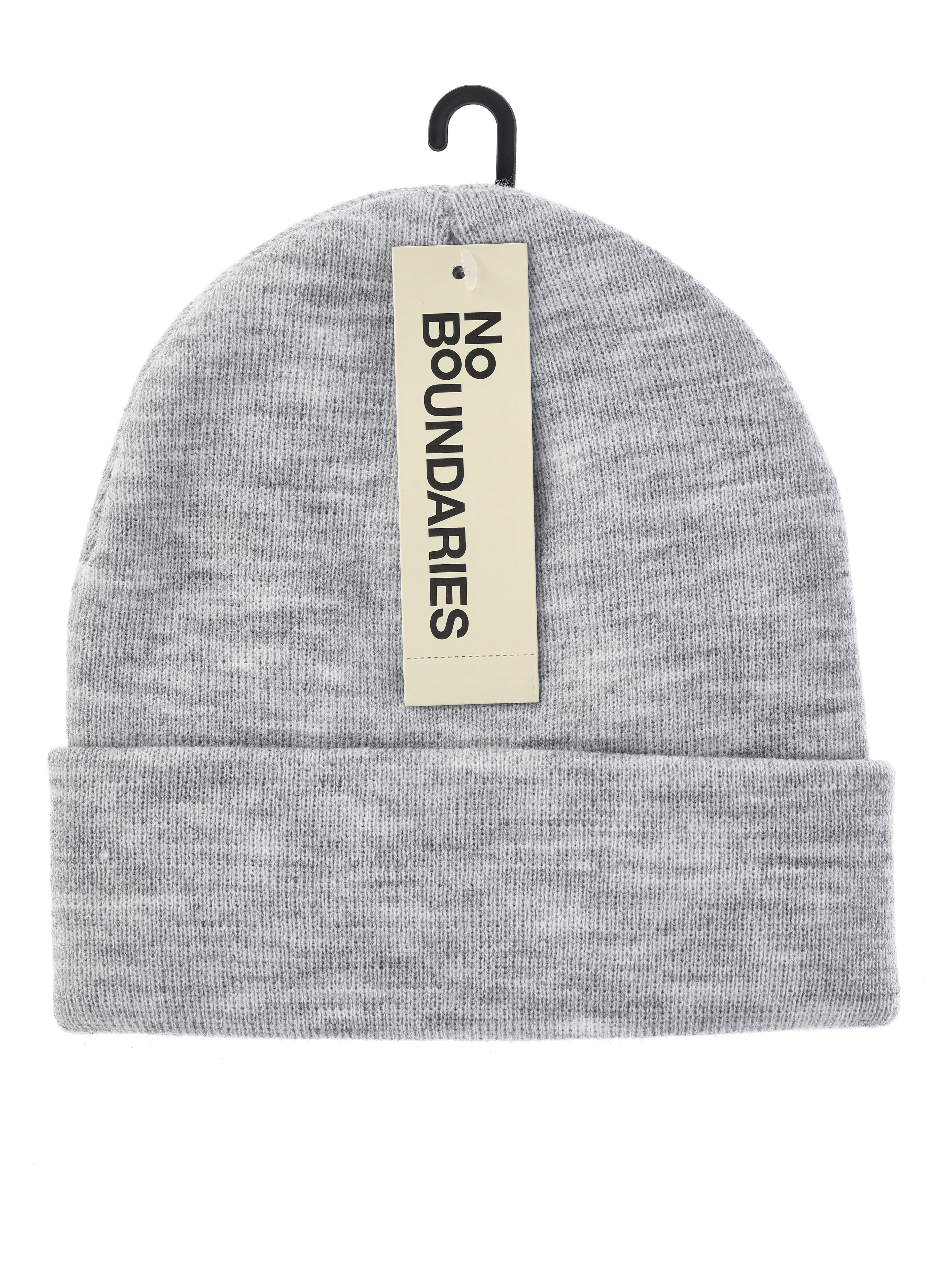 No Boundaries Women's Flat Knit Beanie, One Size, Light Grey Heather ...