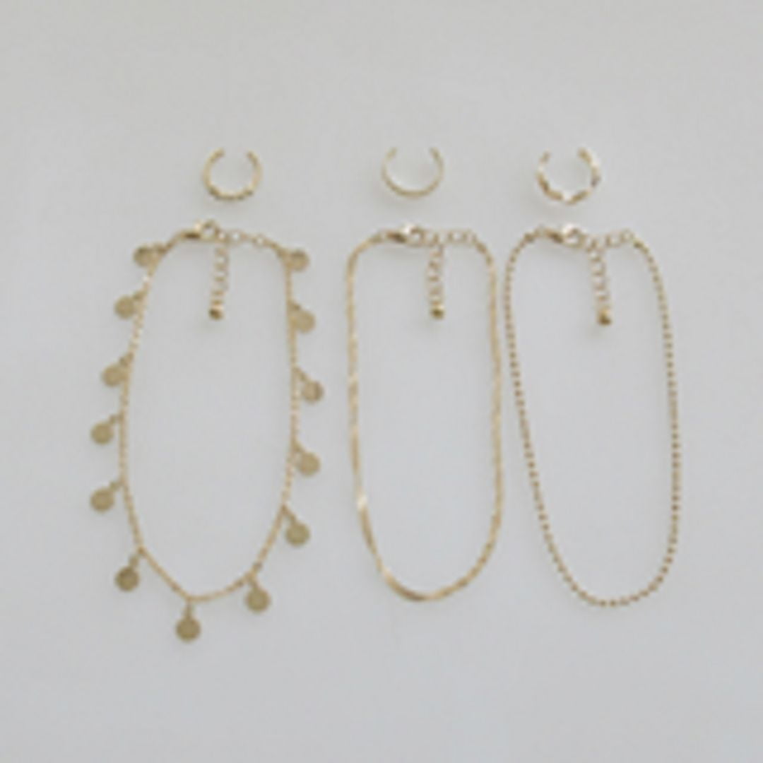 No Boundaries Women's Goldtone Disc Anklet and Toe Ring Set, 6 Pieces ...