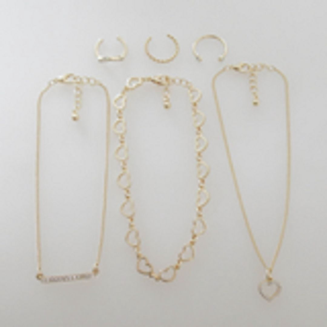 No Boundaries Women's Goldtone Heart Trio Anklet and Toe Ring Set, 6 ...