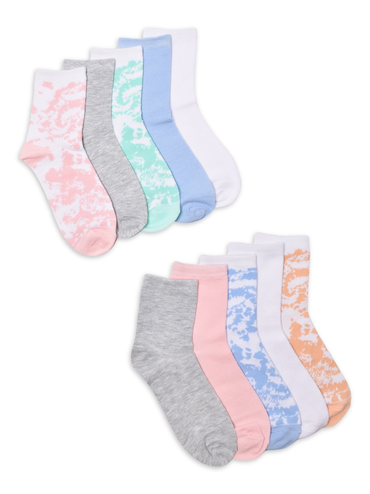 No Boundaries Women's Graphic Shortie Crew Socks, 10-Pack, Shoe Size 4 ...