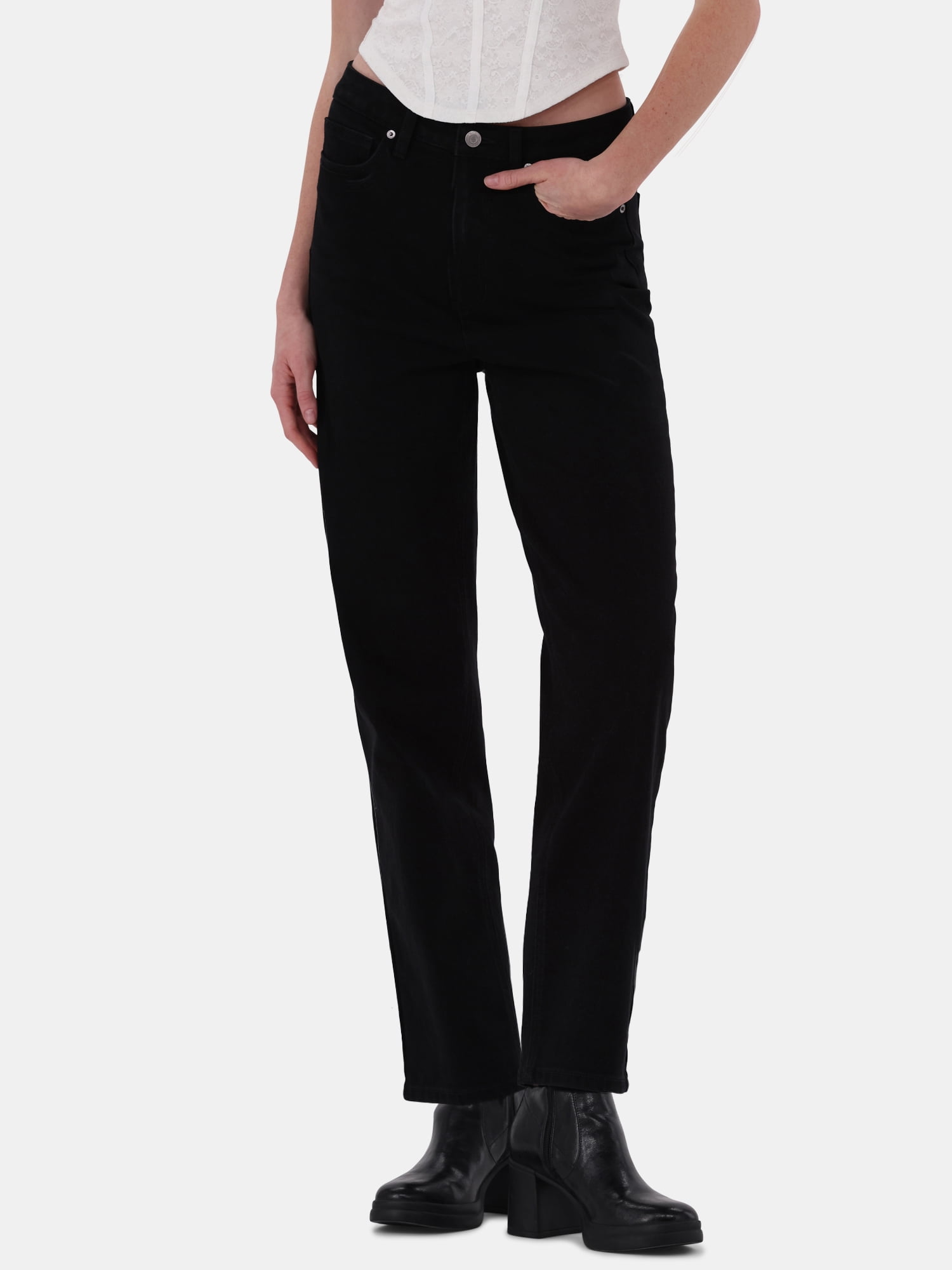 No Boundaries High-Rise Straight Leg Jeans, 30" Inseam, Women’s and ...