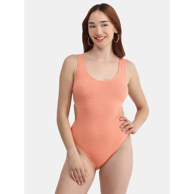 No Boundaries Women's Jacquard Cutout High Leg One Piece Swimsuit, Sizes XXS-XXL - Walmart.com