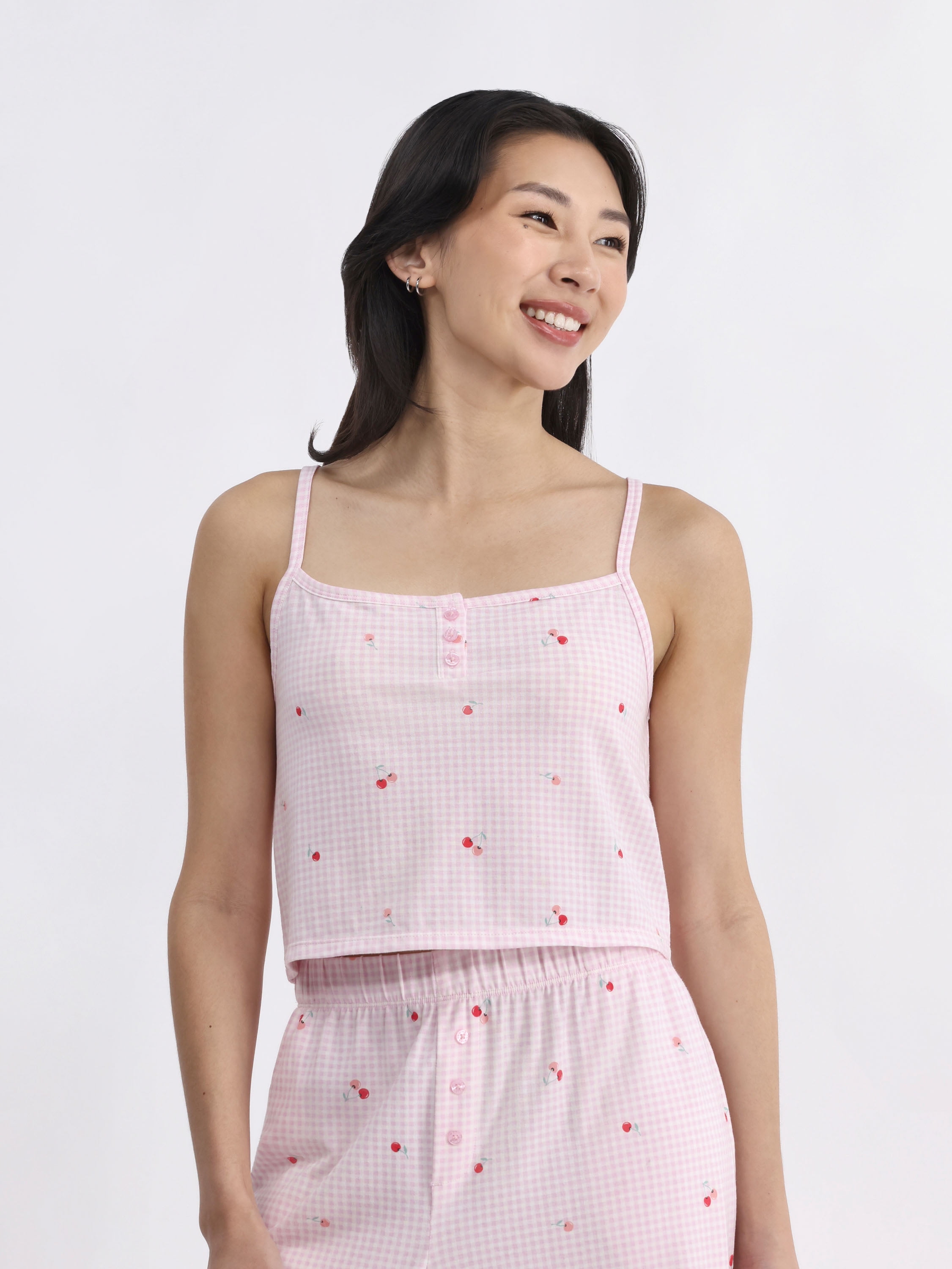 No Boundaries Women's and Women's Plus Jersey Sleep Henley Cami, Sizes ...