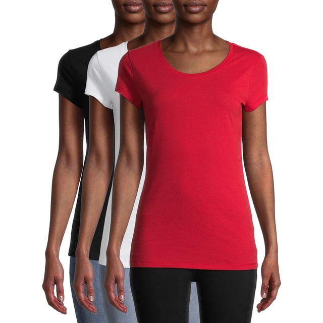 No Boundaries Women's Juniors Everyday Short Sleeve T-Shirt, 3-Pack ...