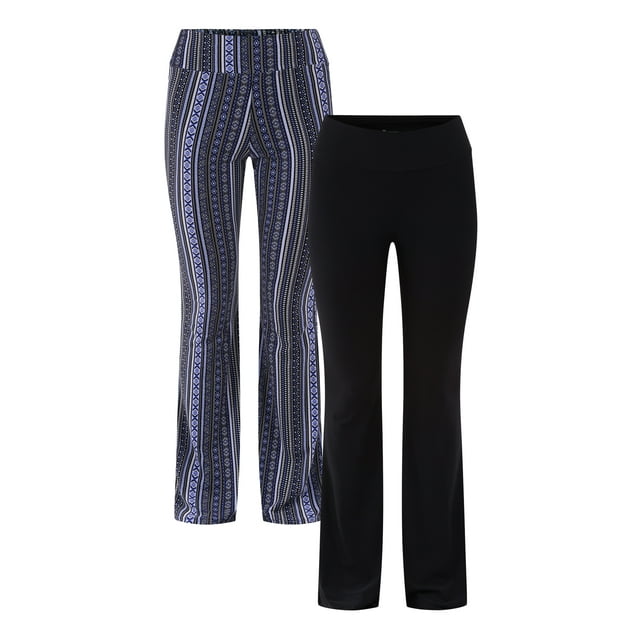 No Boundaries Pull On Flare Pants, 32” Inseam, 1 or 2-Pack, Women’s ...