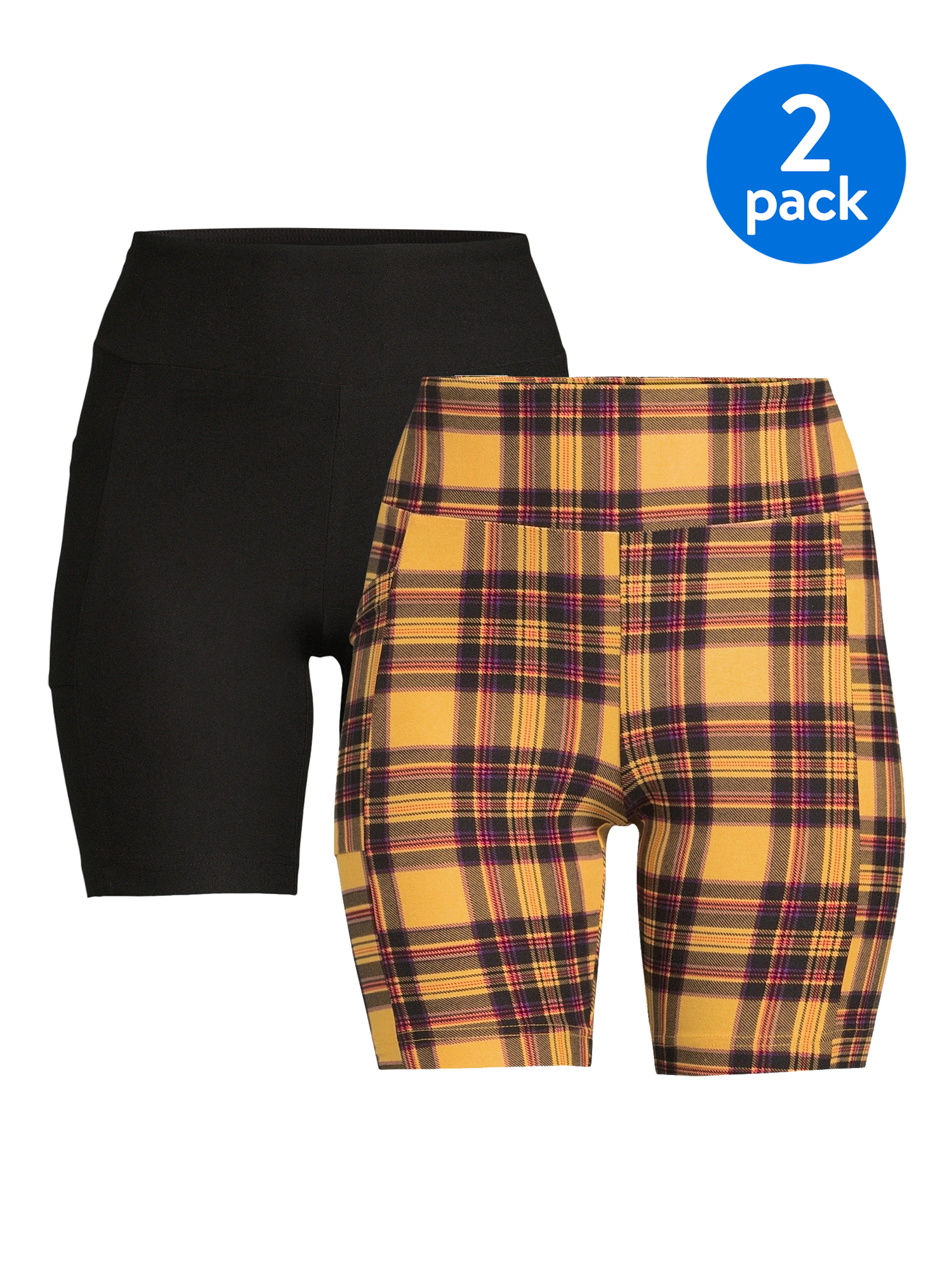 No Boundaries Women's Juniors High Rise Bike Shorts, 2 Pack, Sizes XS-XXXL - Walmart.com