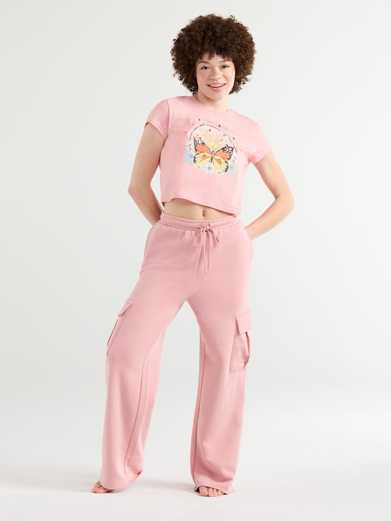 No Boundaries Women's Fleece Cargo Sleep Pants, 29 Inseam, Comfy ...