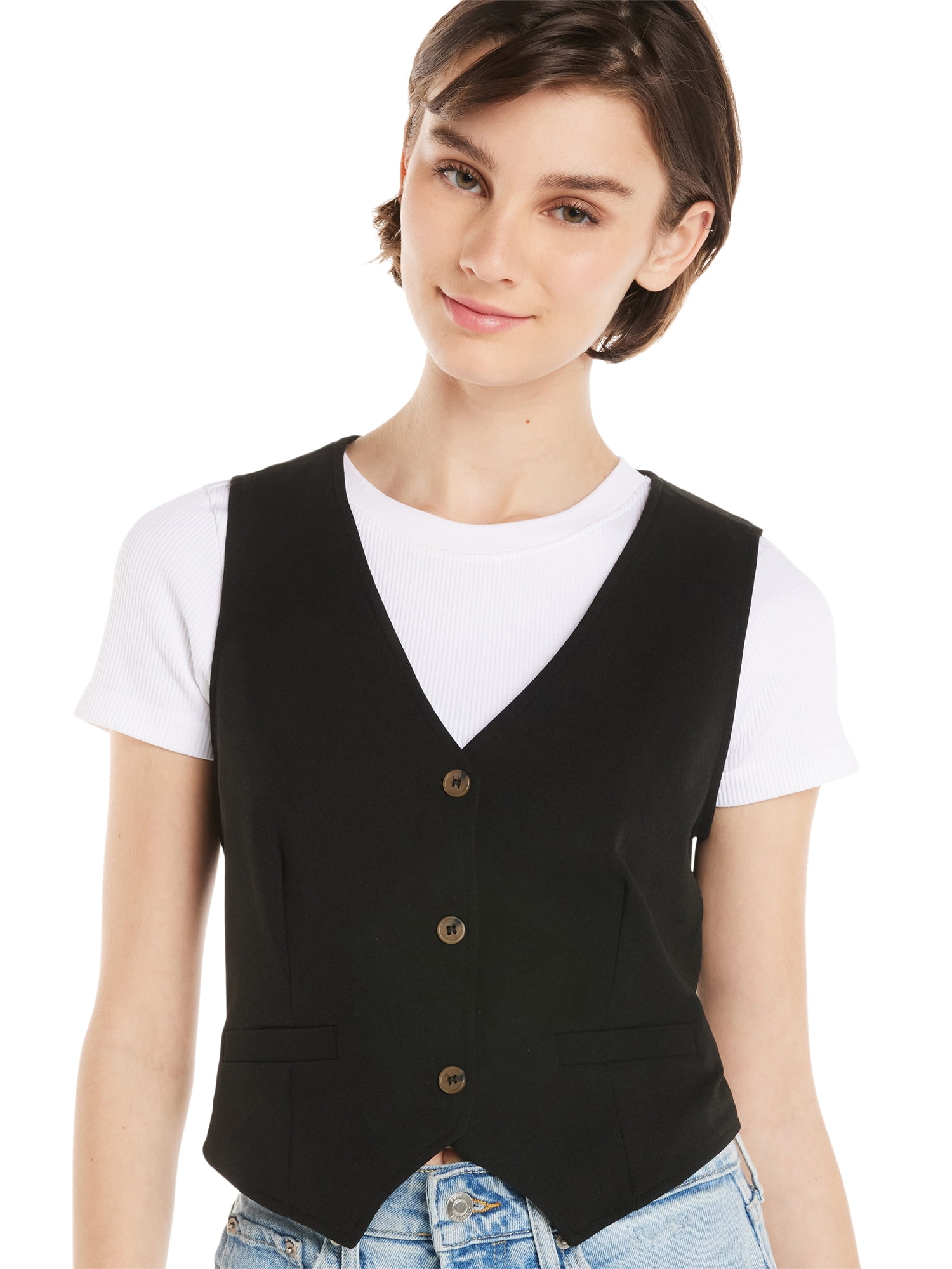 No Boundaries women's Vest - V-Neck Sleeveless - Walmart.com
