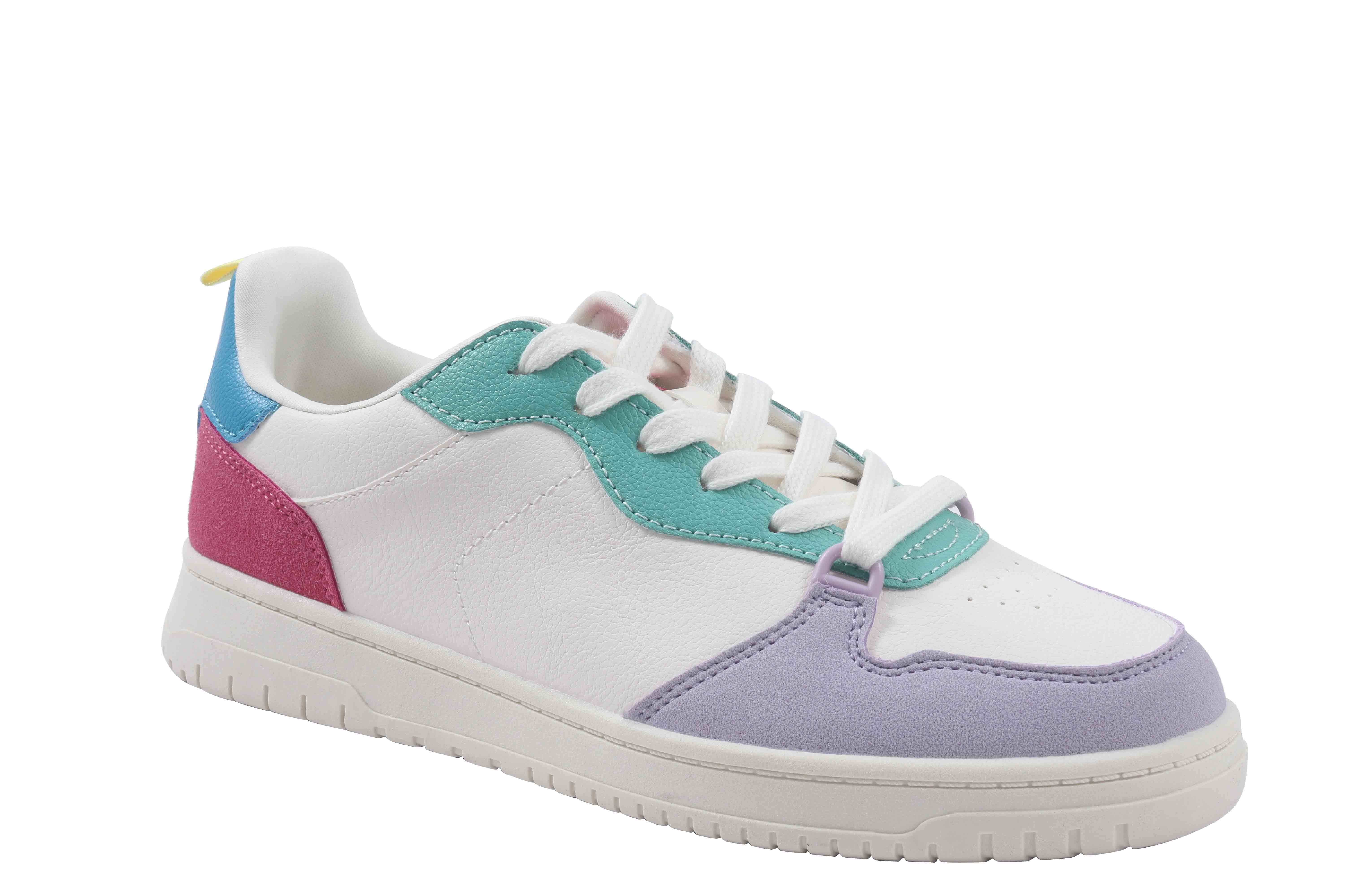 No Boundaries Women's Lace-Up Court Sneakers with Memory Foam Insole ...