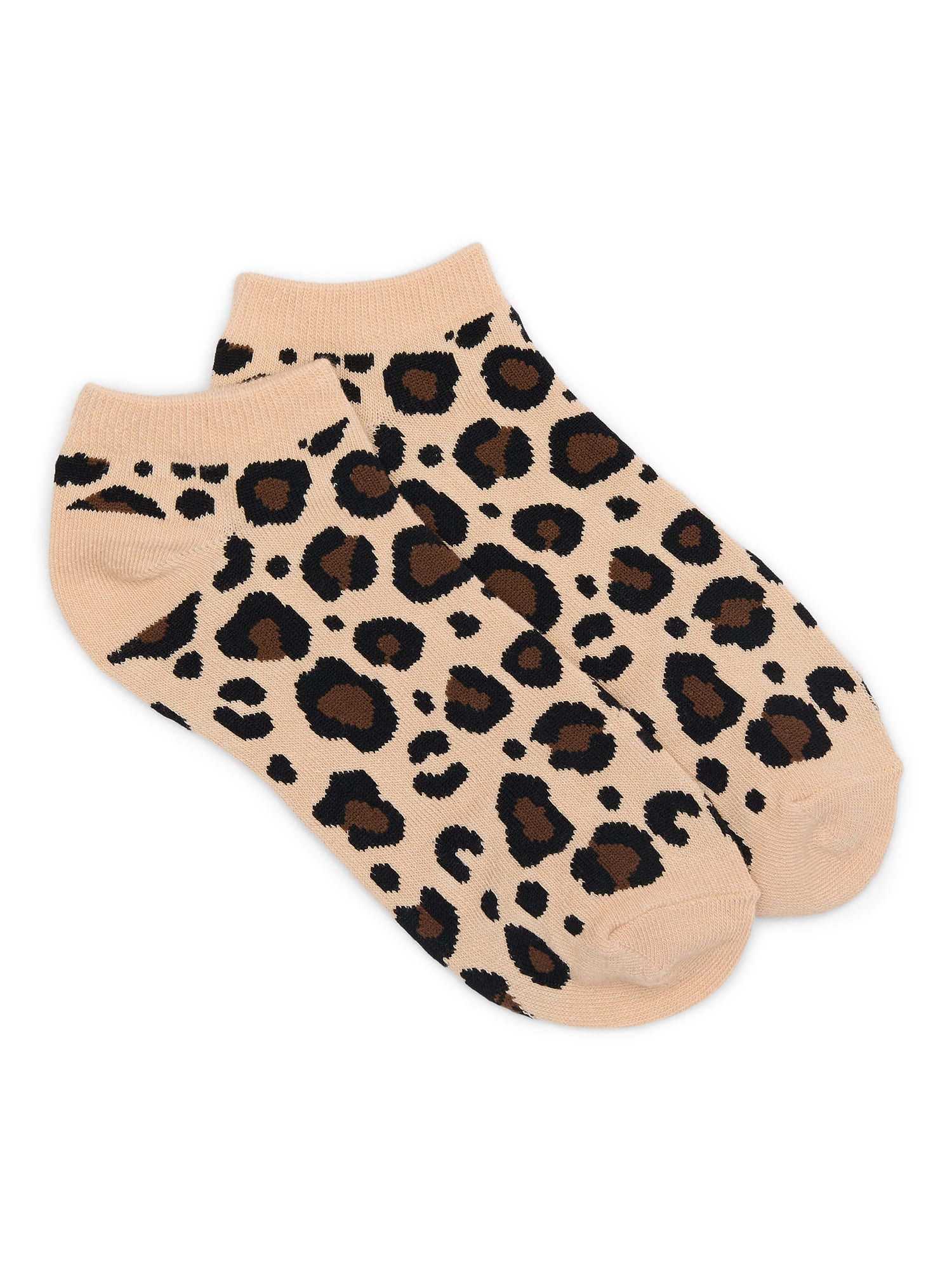 No Boundaries Women’s Low Cut Socks with Leopard Print, Soft Knit ...