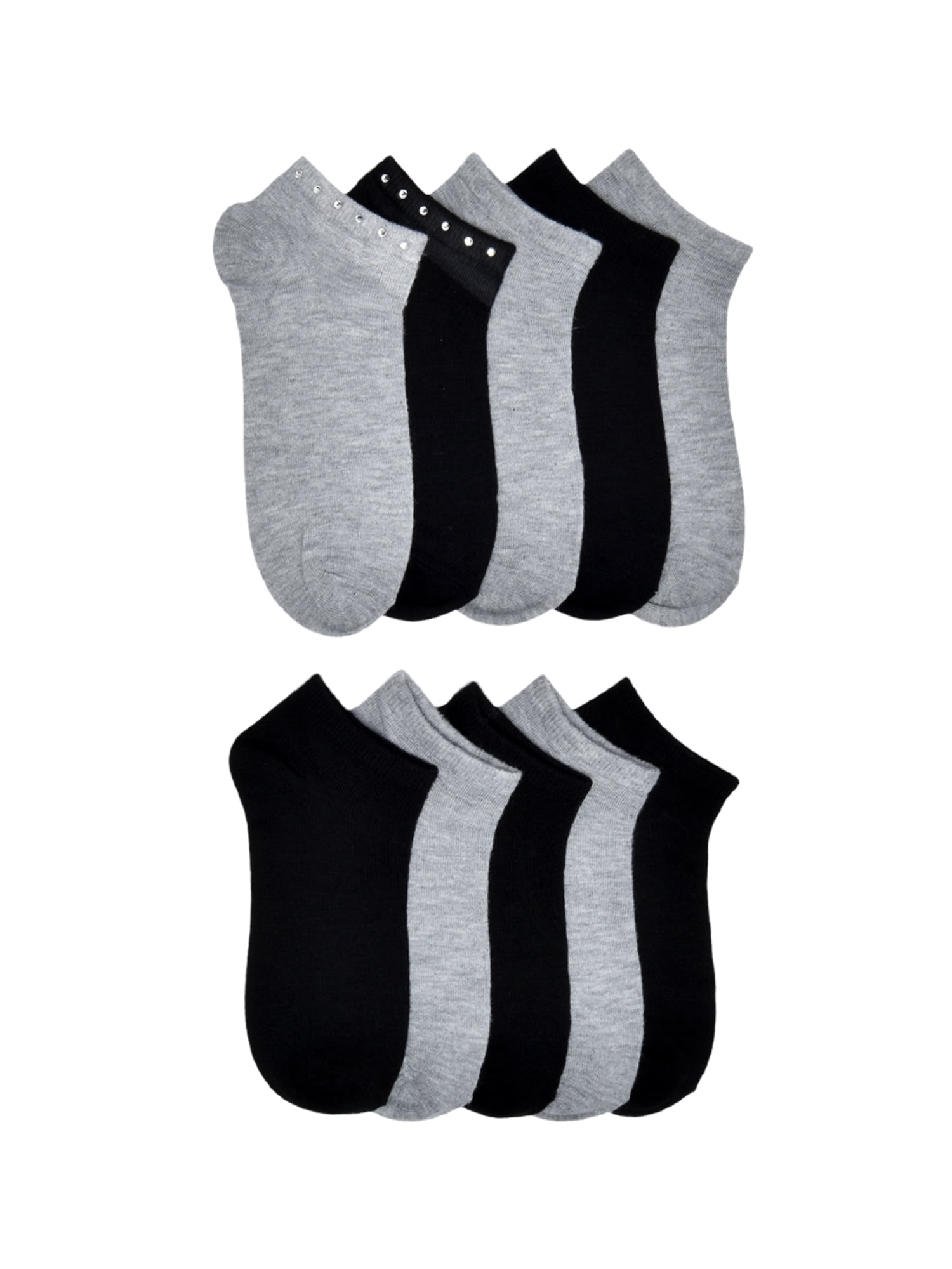 No Boundaries Womens Low-Cut Socks, 10-Pack, Sock Sizes 4-10 - Walmart.com