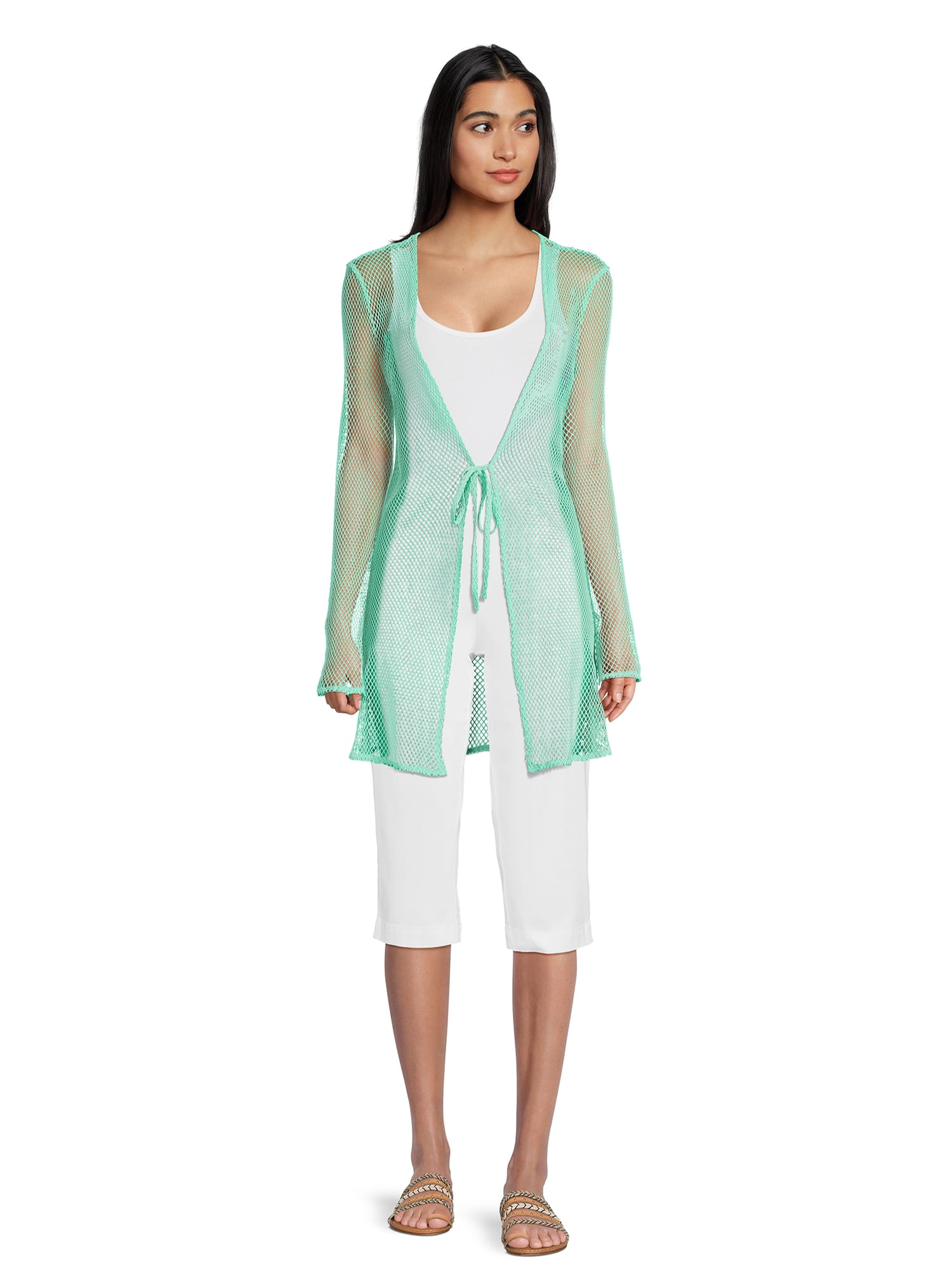 No Boundaries Women's Mesh Layering Piece with Long Sleeves, Sizes S ...