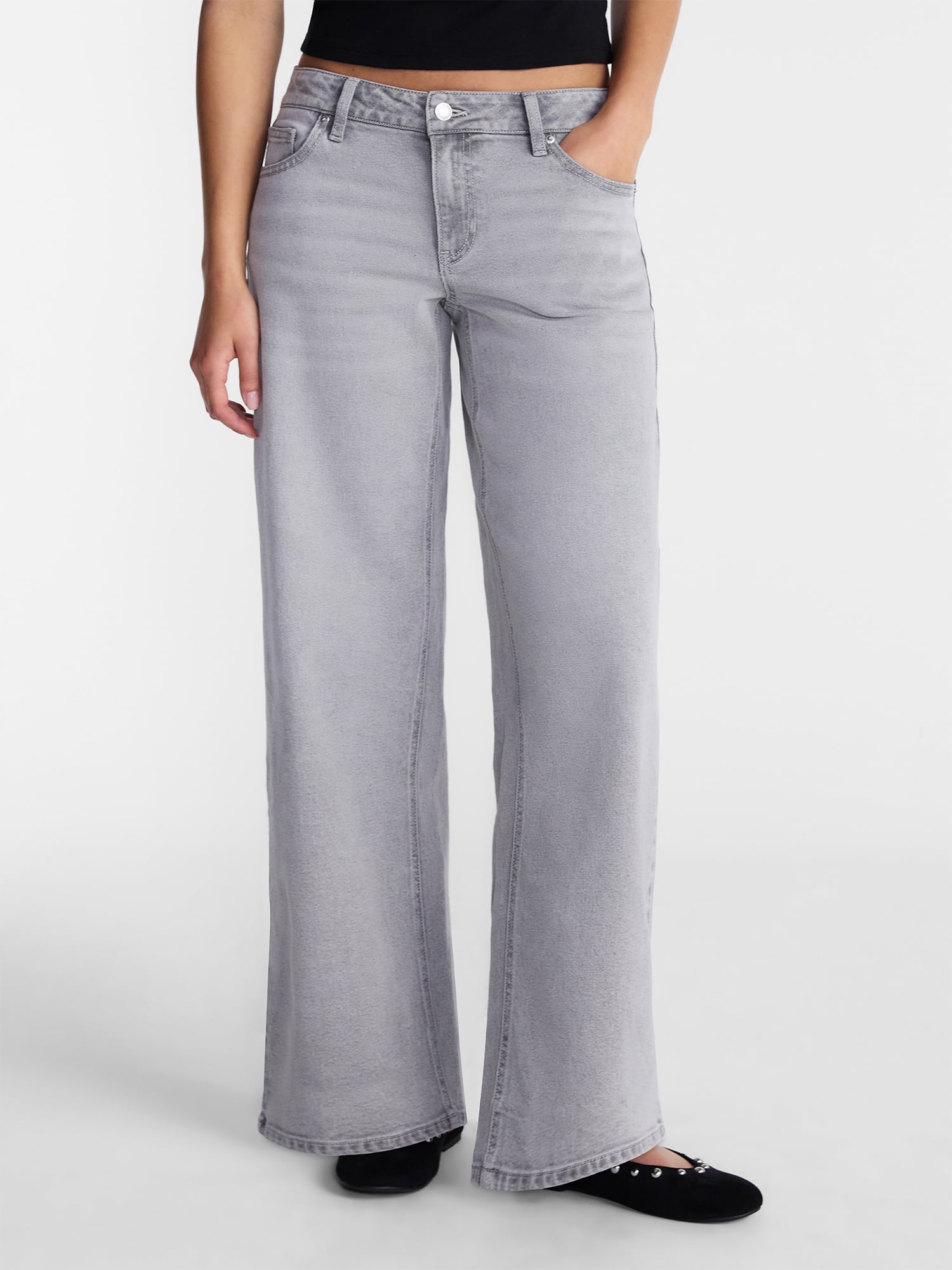 No Boundaries Mid Rise Baggy Jeans, 29", 31", 33" Inseams, Women's ...