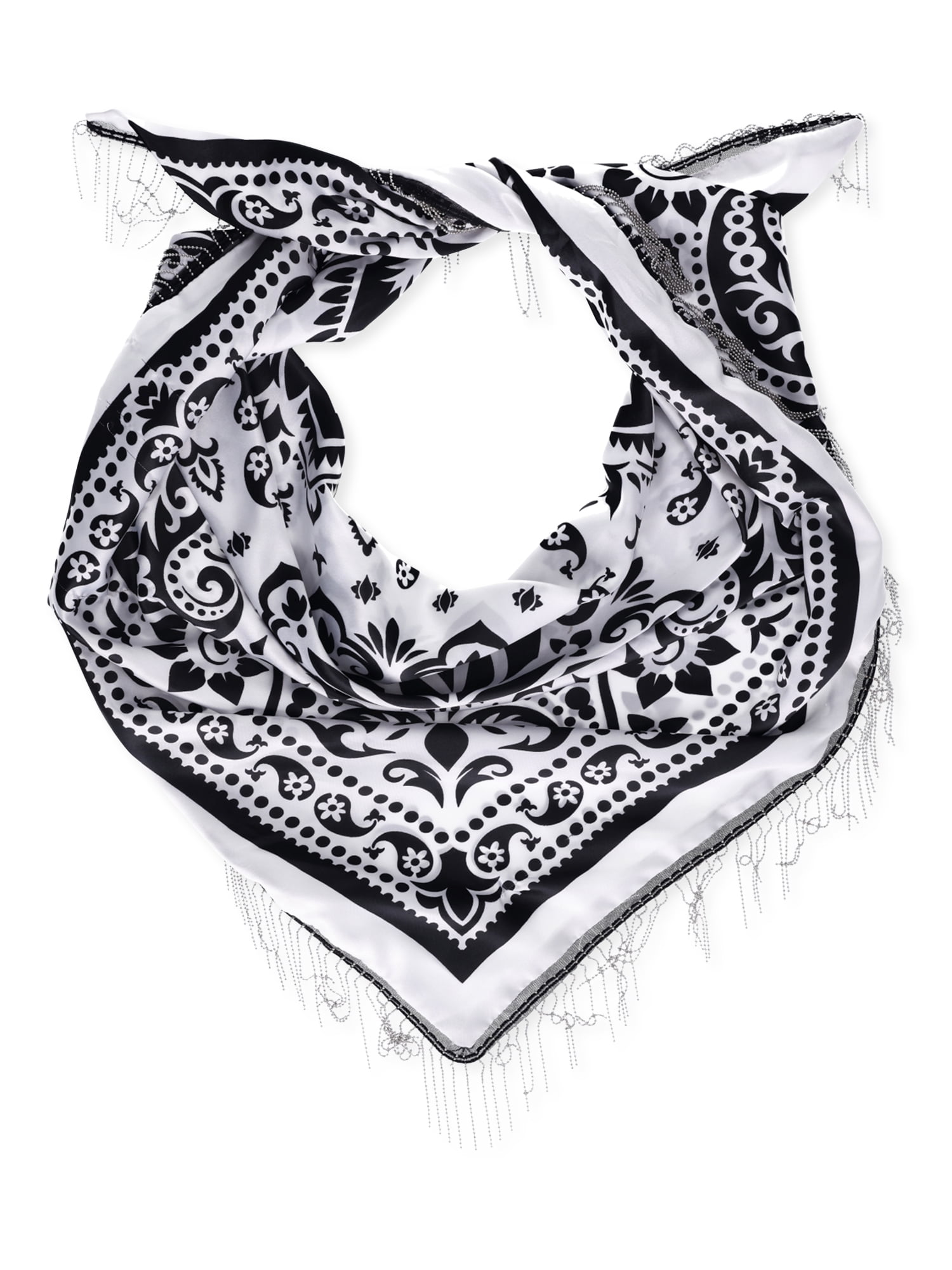 No Boundaries Women's Multi-Wear Scarf Bandana, White Black - Walmart.com