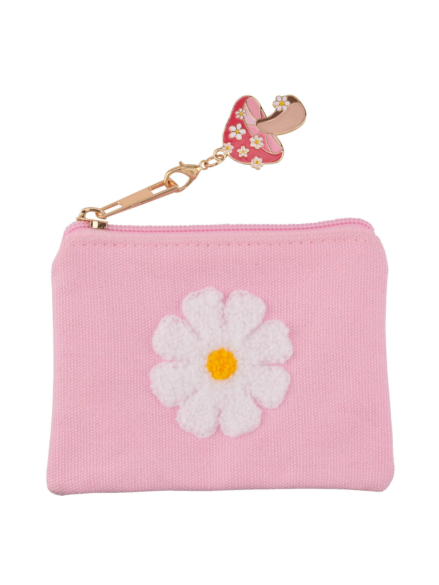 No Boundaries Women's Pink Daisy Coin Bag with Mushroom Charm ...
