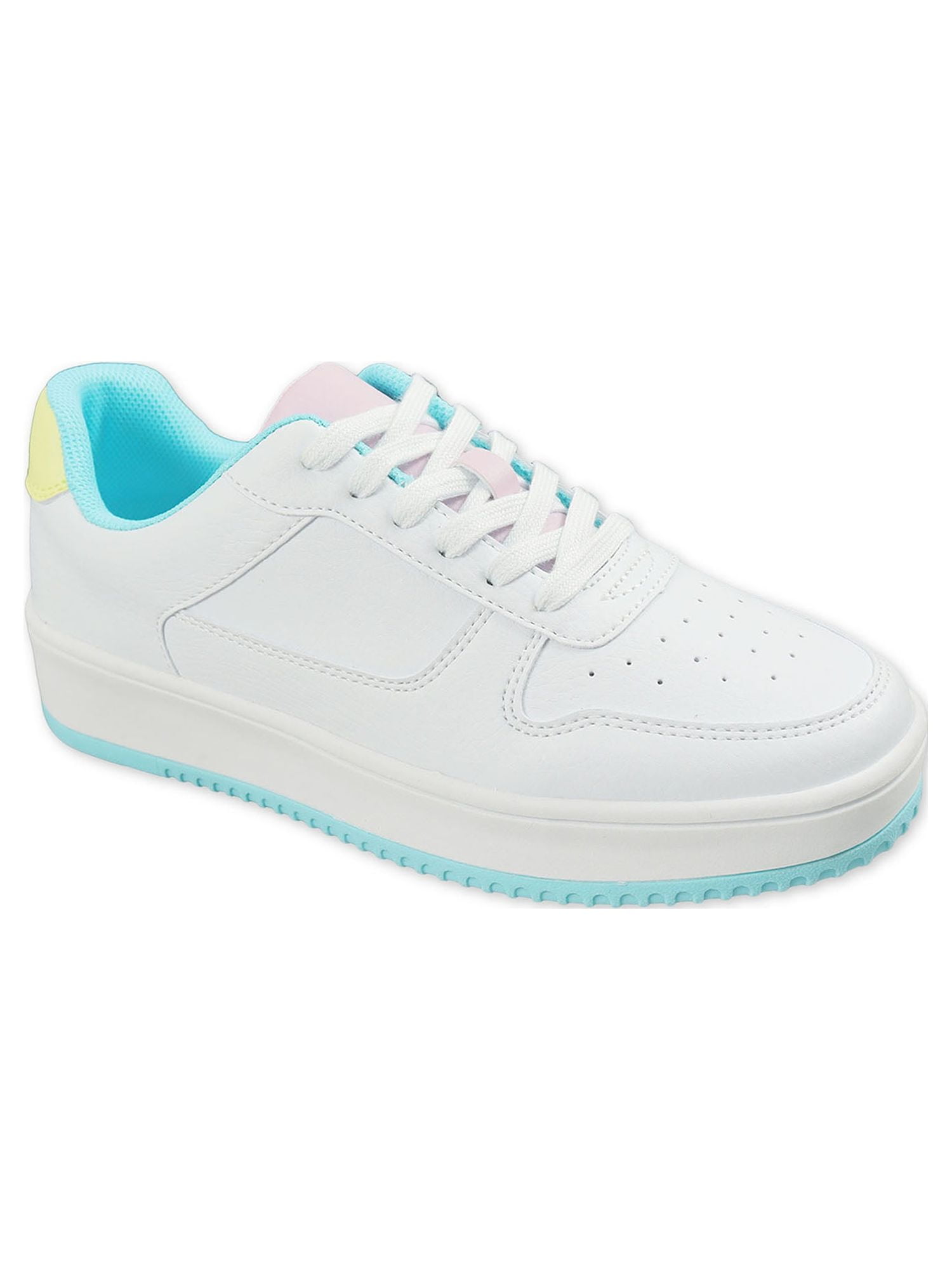 No Boundaries Women's Platform Casual Lace Up Sneakers, Wide Width ...