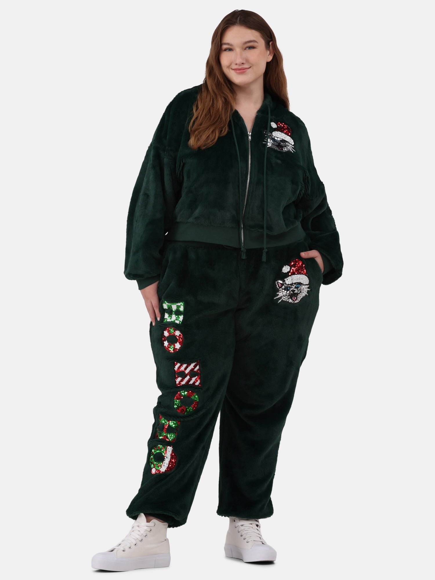 No Boundaries Faux-Fur Christmas Track Suit, 2-Piece, Women's and Women ...