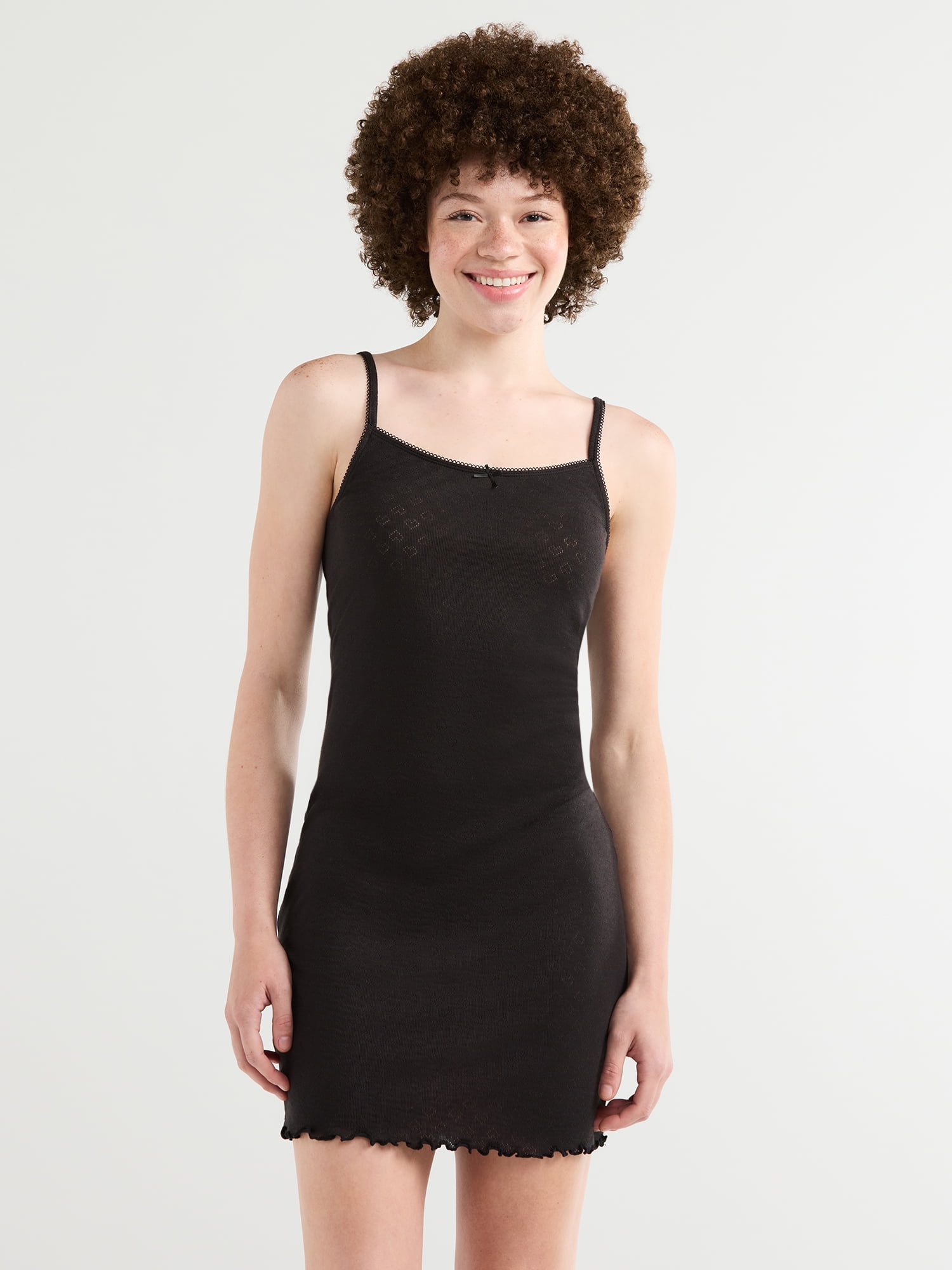 No Boundaries Pointelle Knit Sleep Chemise, Women's and Women's Plus ...