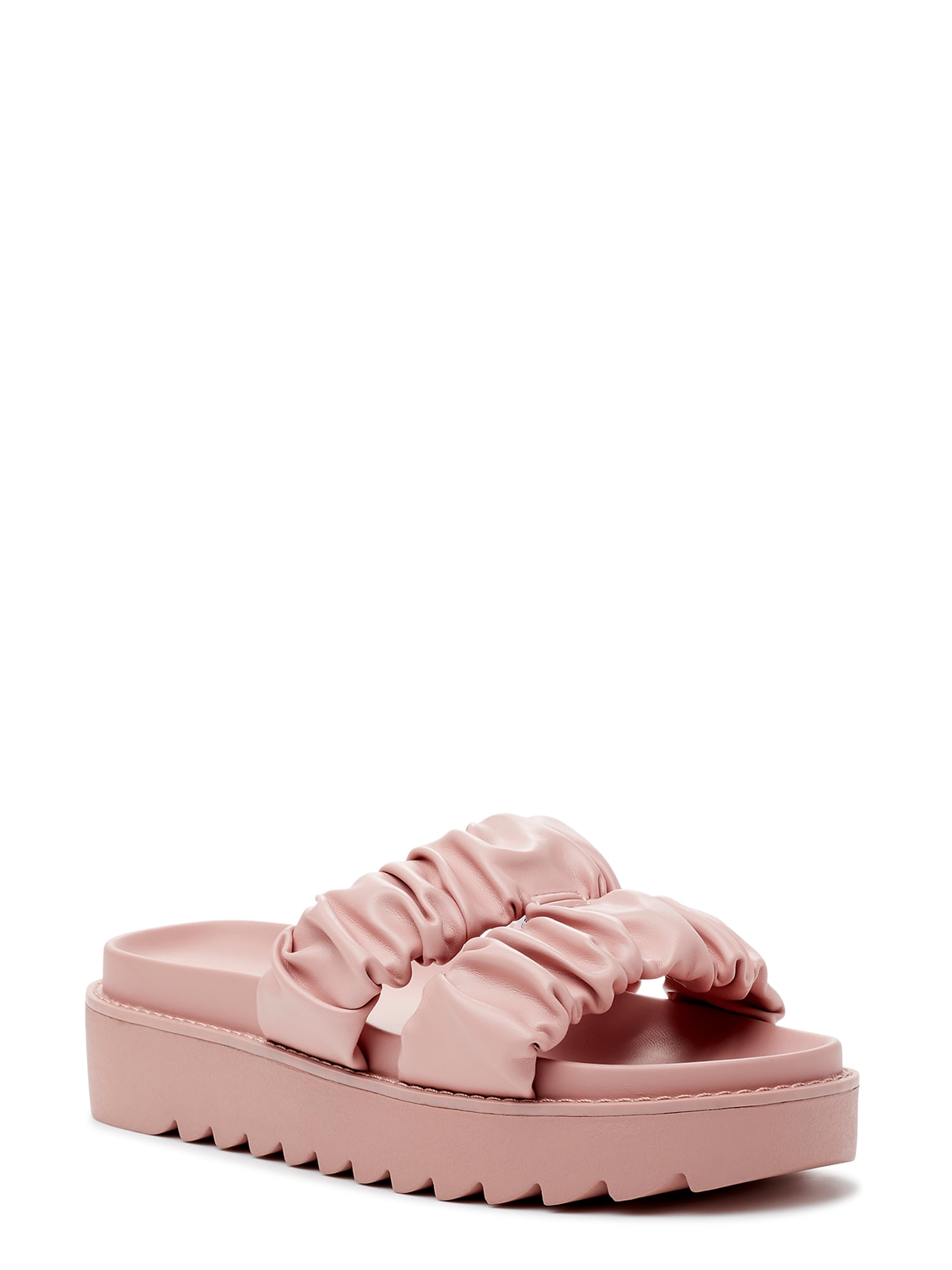 No Boundaries Women's Ruched Flatform Sandals - Walmart.com